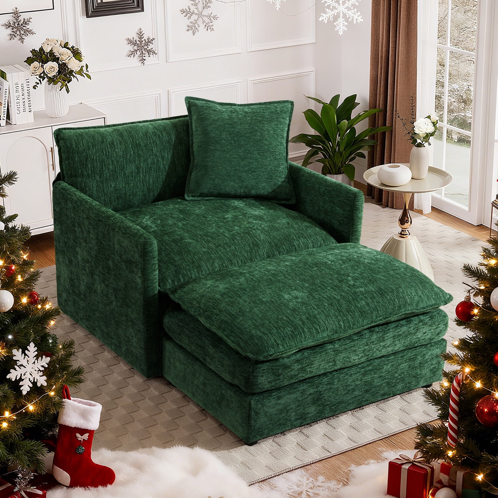 Muumblus Oversized Lounge Chair with Ottoman, Plush Cloud Accent ...