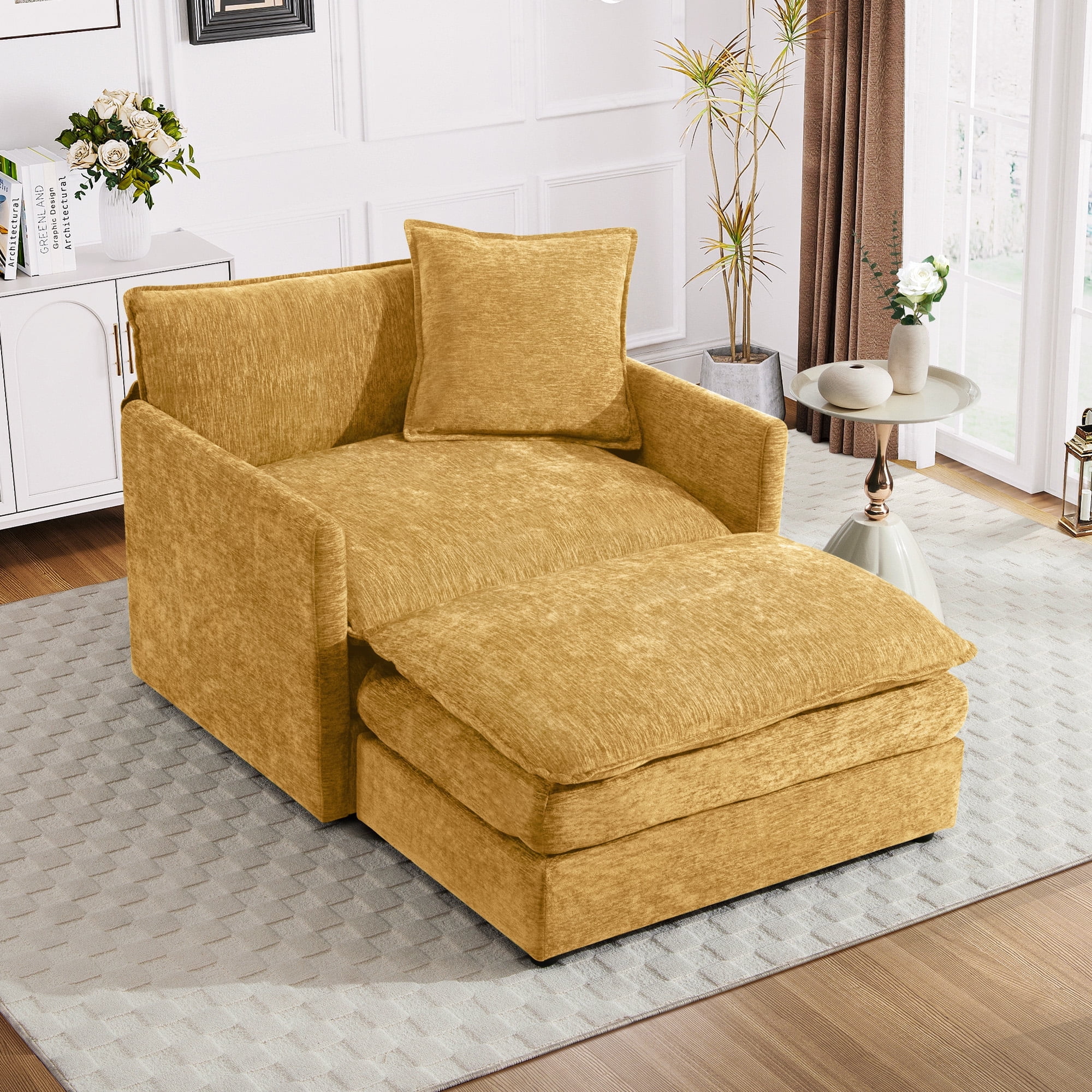 Muumblus Oversized Lounge Chair with Ottoman, Cloud Accent Armchair for ...