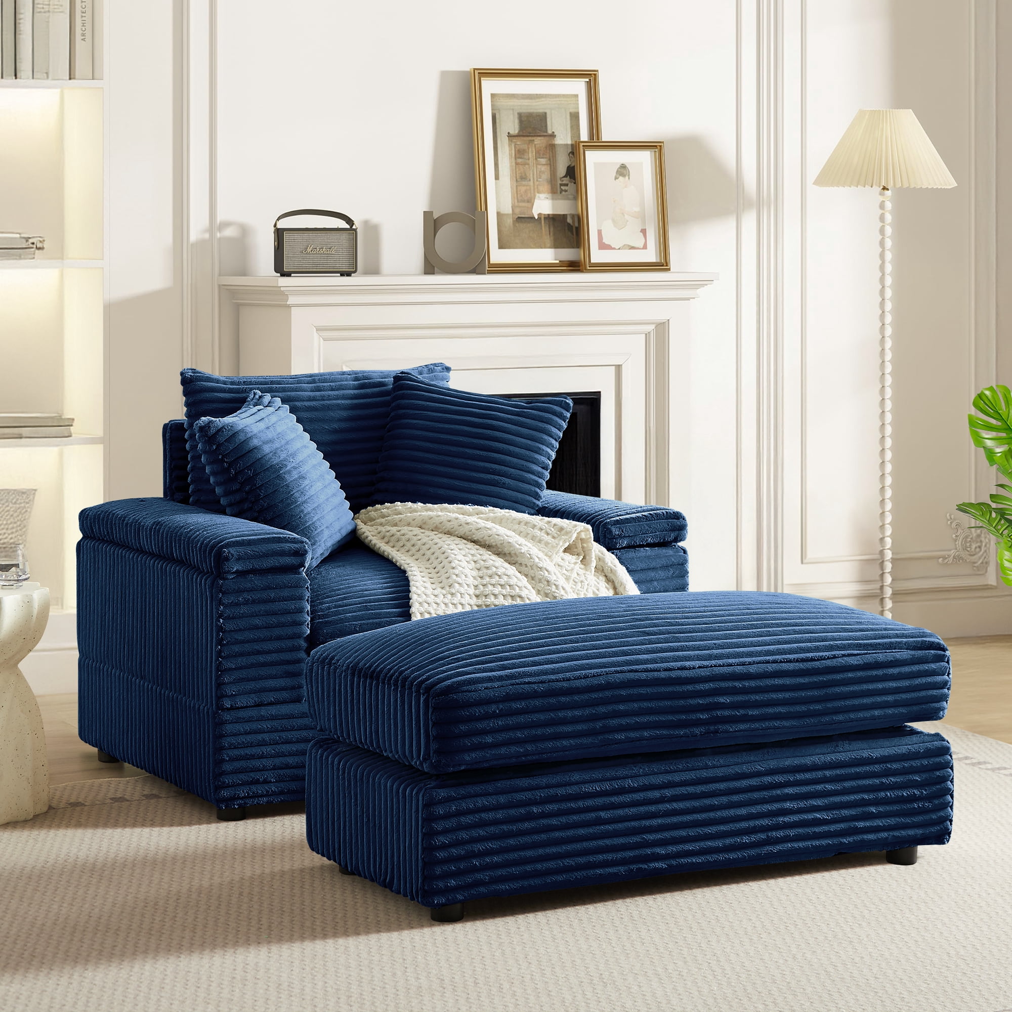 Muumblus Oversized Lounge Chair with Ottoman, Cloud Accent Reading ...