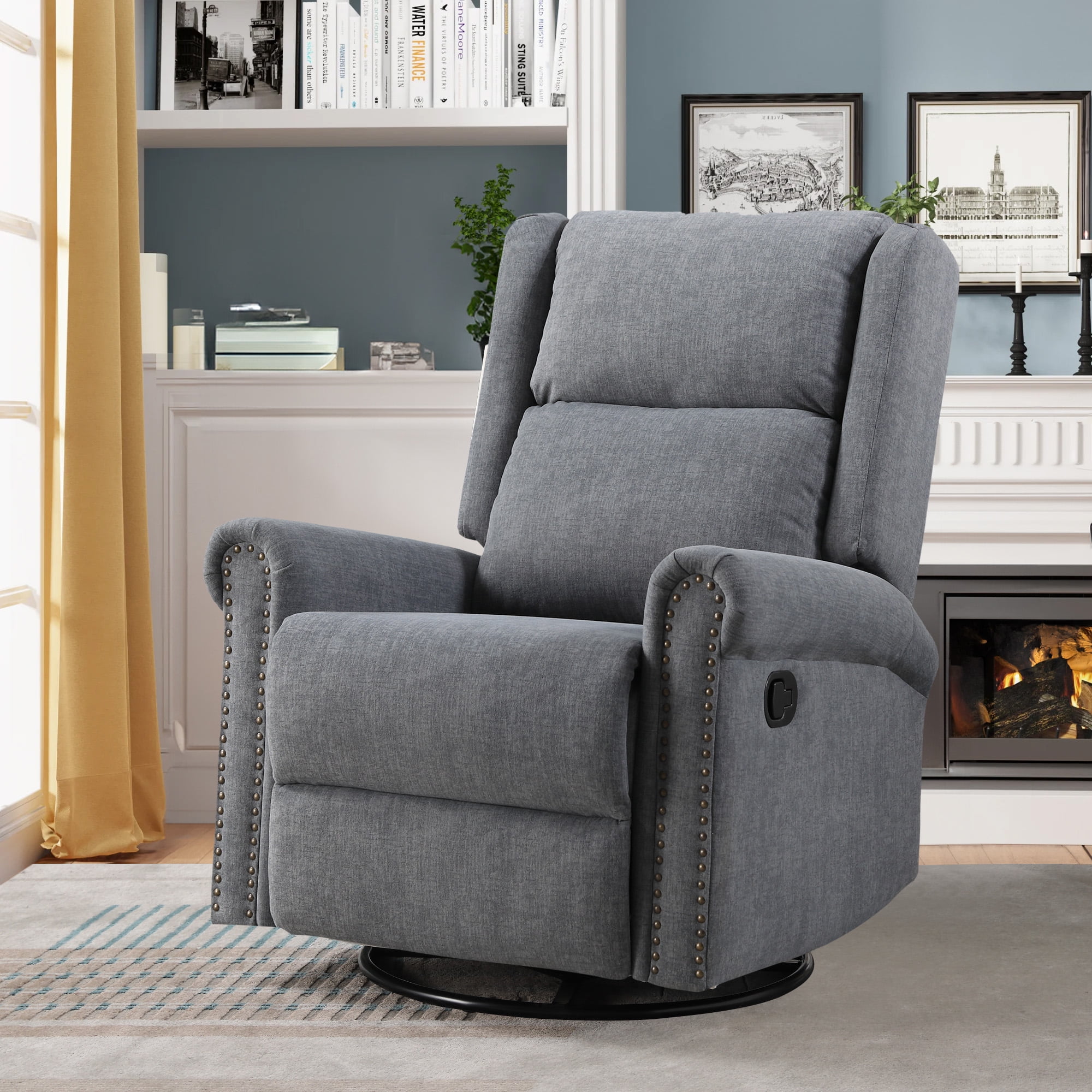 Muumblus Swivel Glider Rocker Recliner for Nursery, Wingback ...