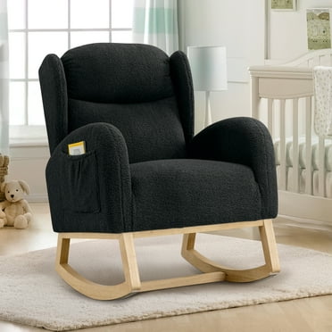 Muumblus Nursery Swivel Glider, Upholstered Maternity Rocker with ...