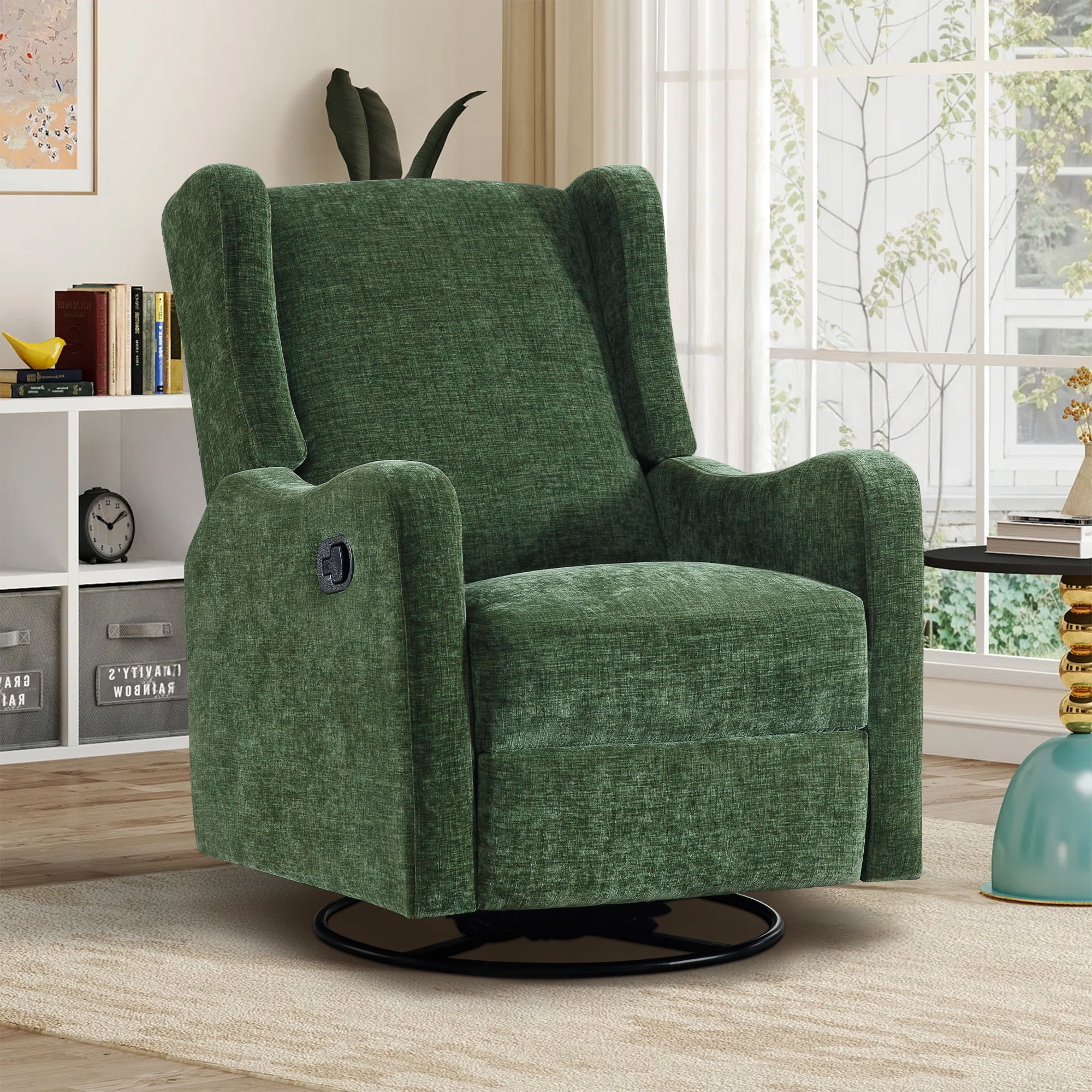 Muumblus Wingback Swivel Recliner, Glider Rocking Chair for Living Room ...