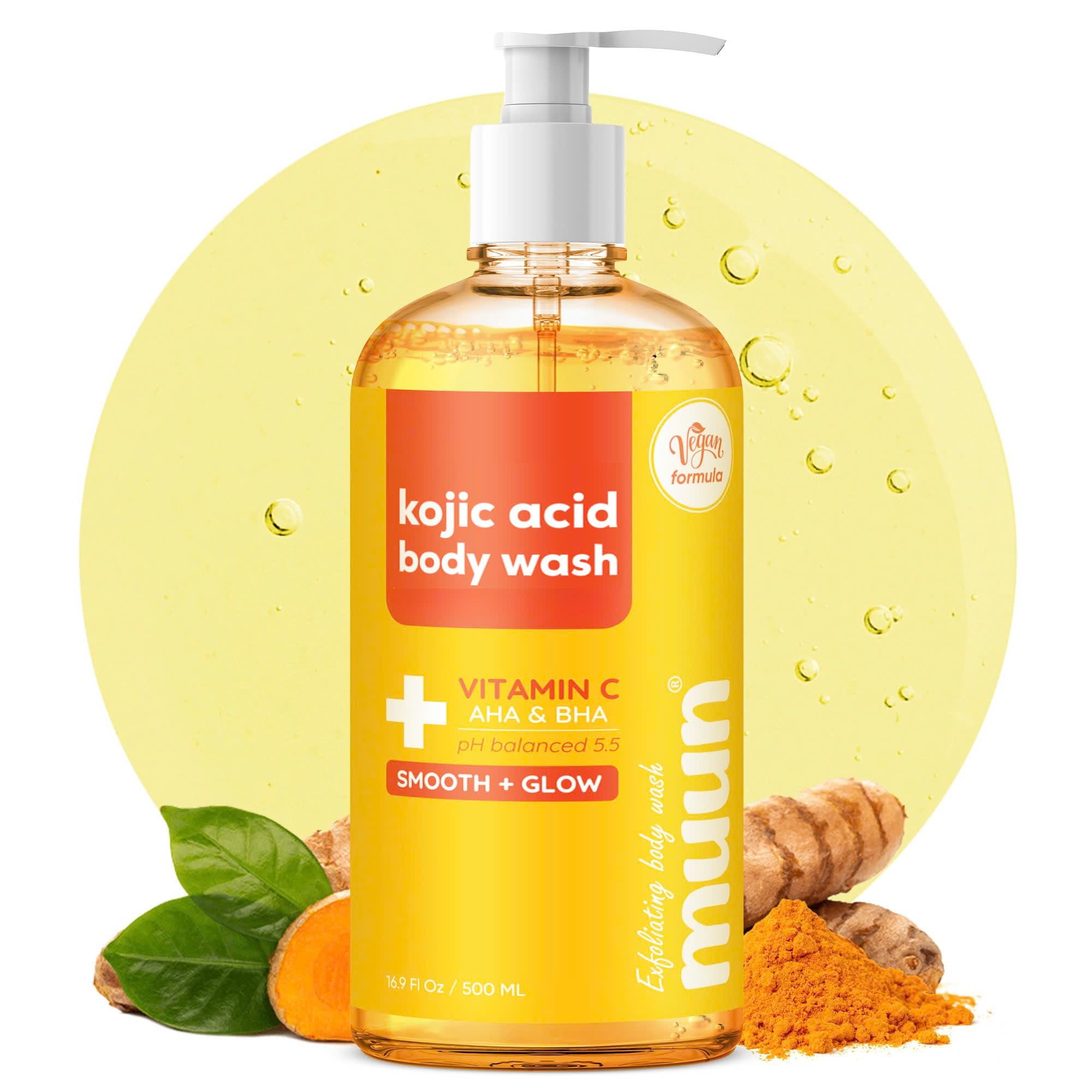 Muun Body Wash with MZF22 AHA&BHA Exfoliating, 16.9 Fl Oz/500ml Prevent ...