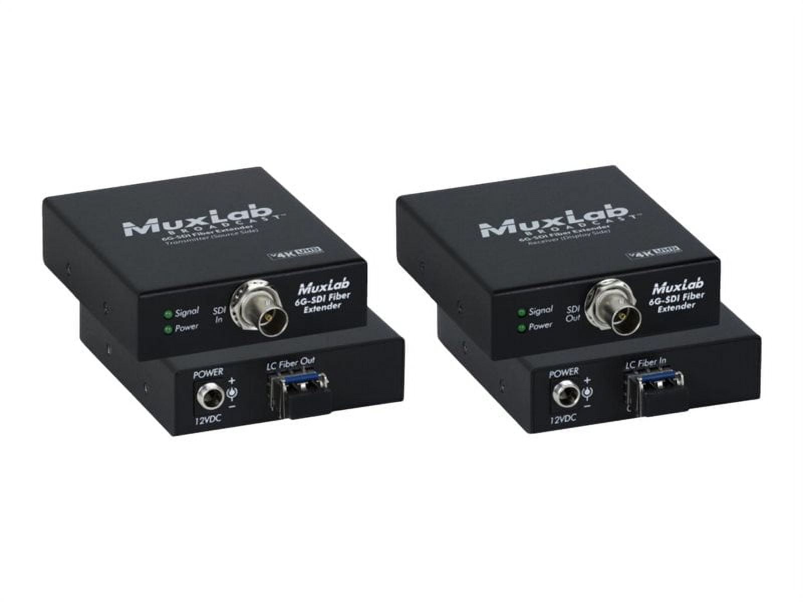 MuxLab 6G-SDI Fiber Extender Kit, Transmitter and Receiver - Video extender - up to 12.4 miles ...