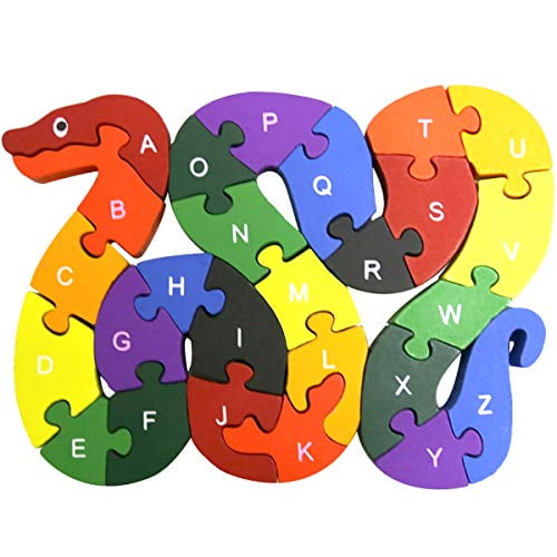 Muxihosn Colorful Snake Letter and Numbers Puzzles Wooden Winding ...