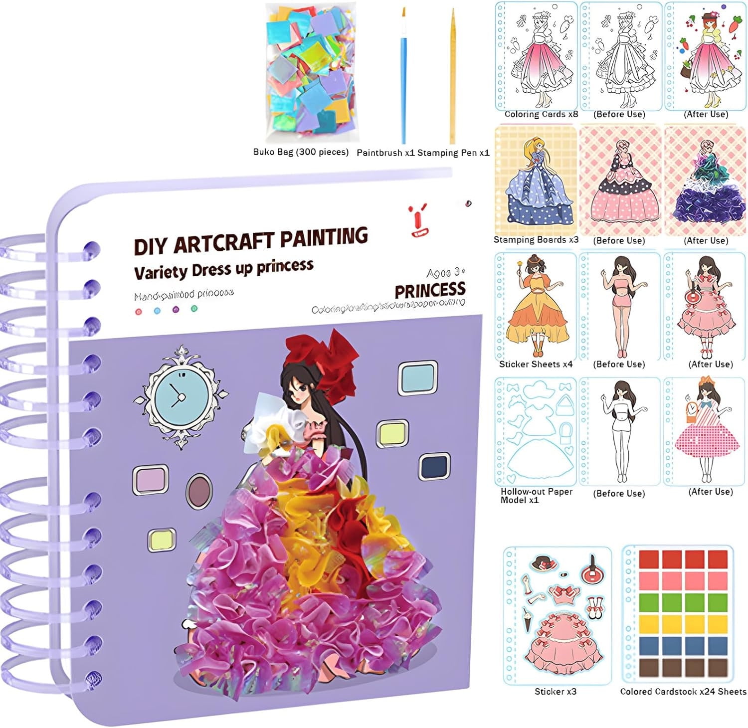 Muyan Princess DIY Activity Set - Paper, 6x7.3 in, 800+ Accessories ...