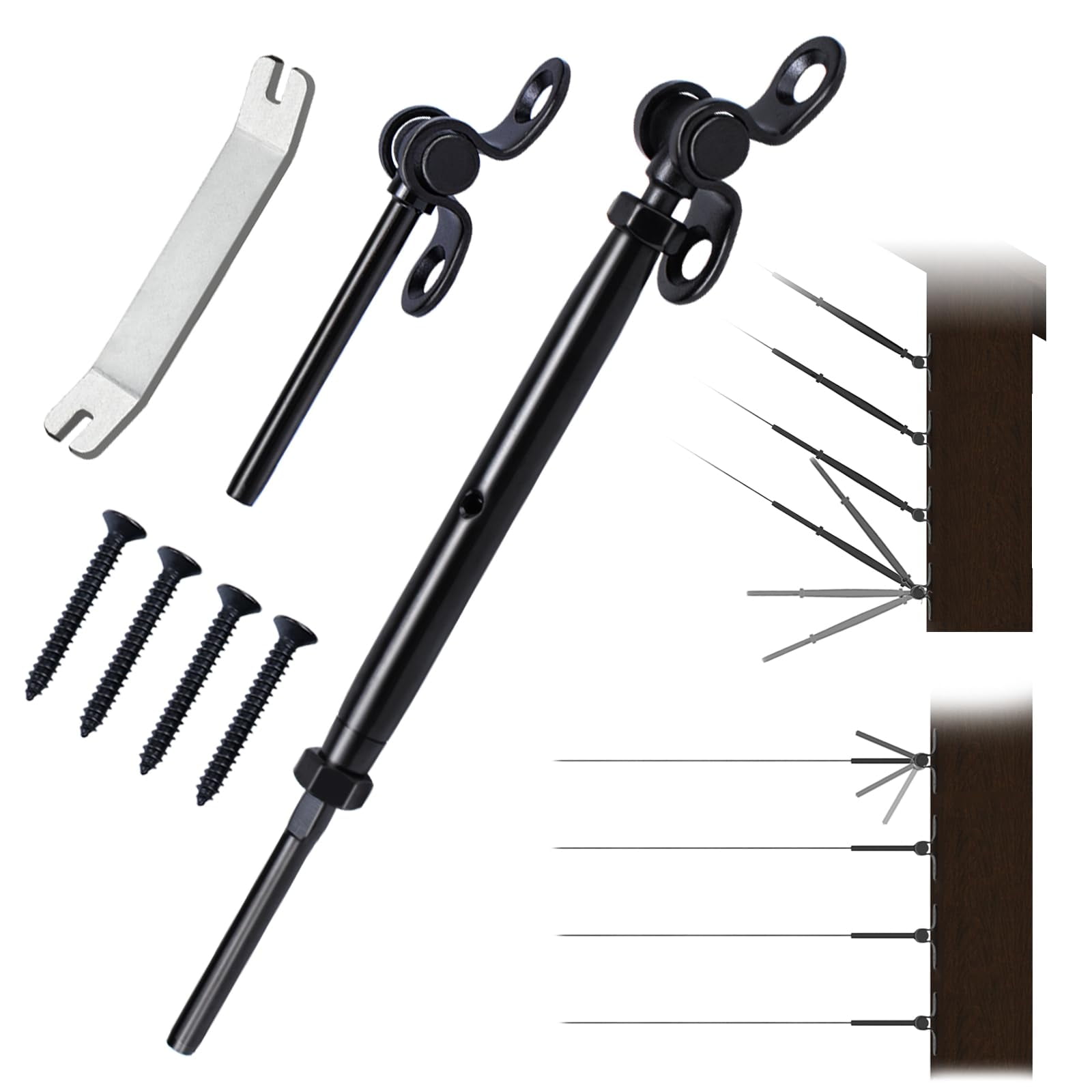 Muzata 10 Pairs 1/8" Black Cable Railing Hardware Kit Swage Toggle ...