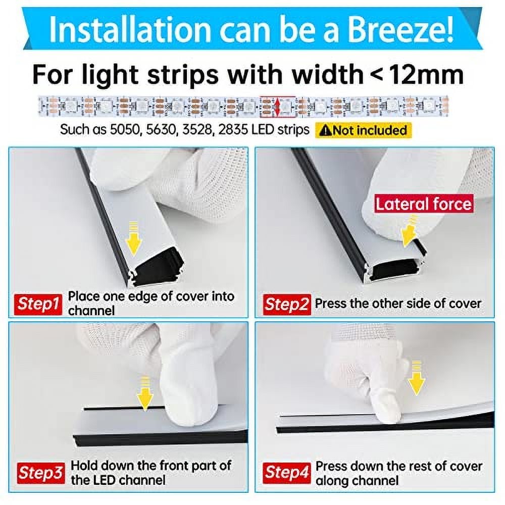 Muzata 10Pack 3.3FT/1M LED Channel Black Aluminum U Shape LED Diffuser ...