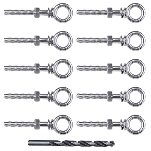 Muzata 10pack 1/4" x 3" Eye Bolt Heavy Duty Shoulder Lifting Ring ...