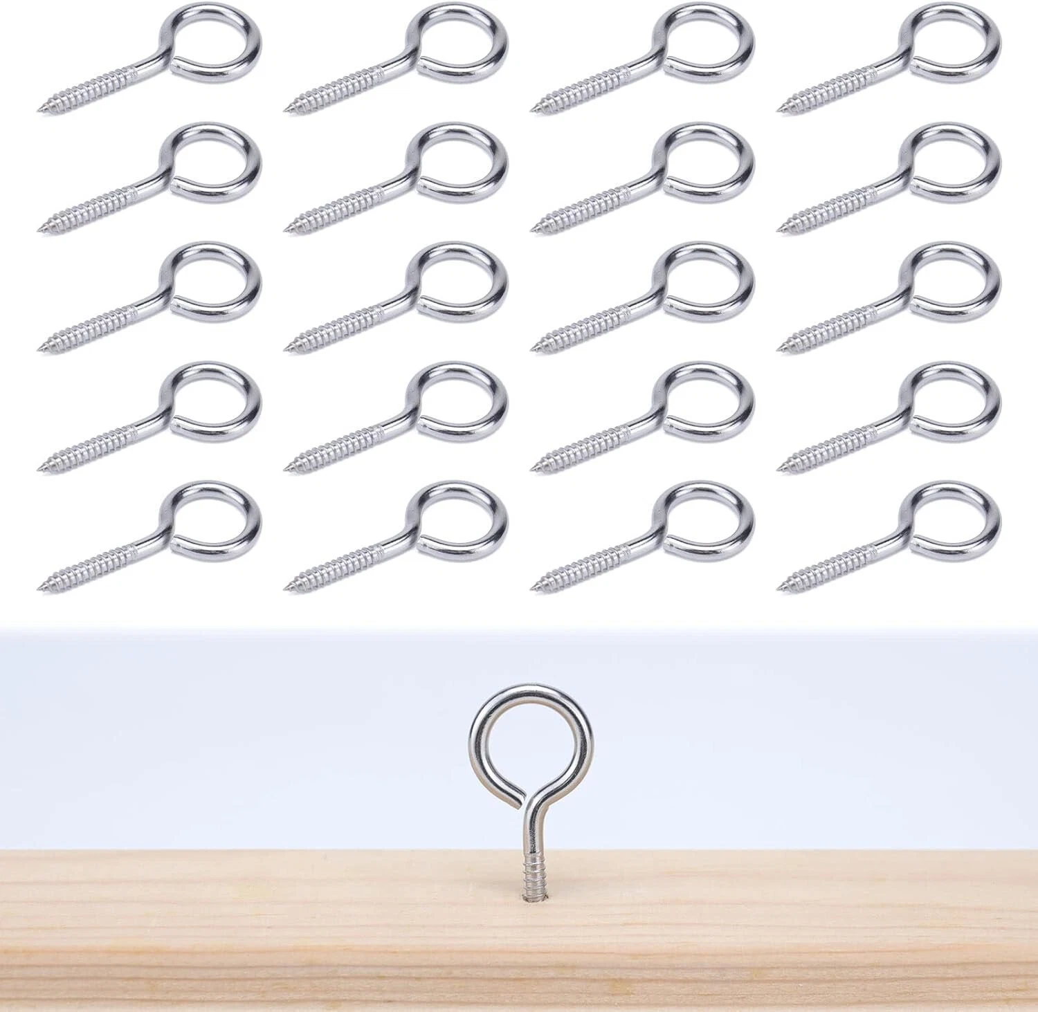 Muzata 20P M4 T316 Screw Eye Hook Wood Screws Metal Hook Cable Railing ...