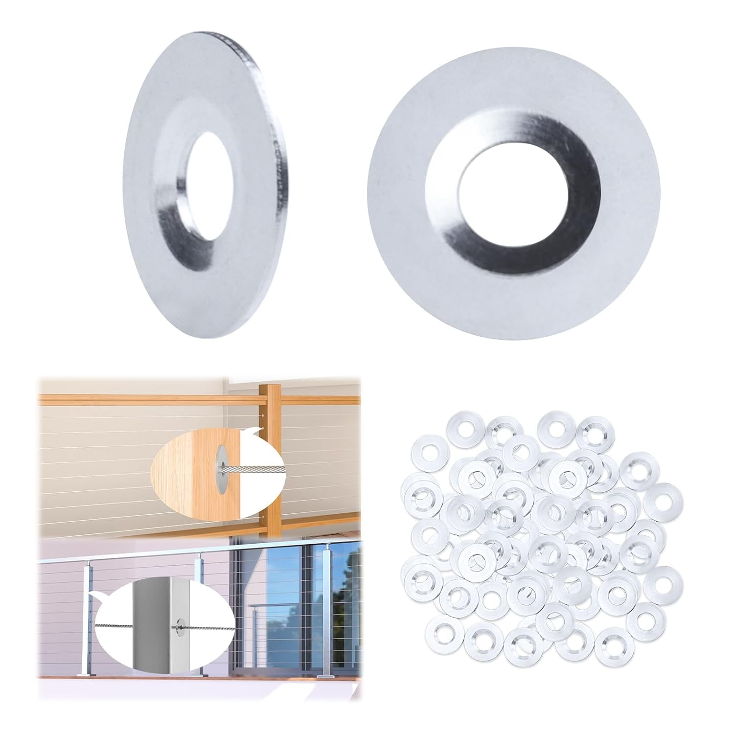 Muzata 20Pack Cable Railing Kit Protector Sleeve Adhesive Grommet ...