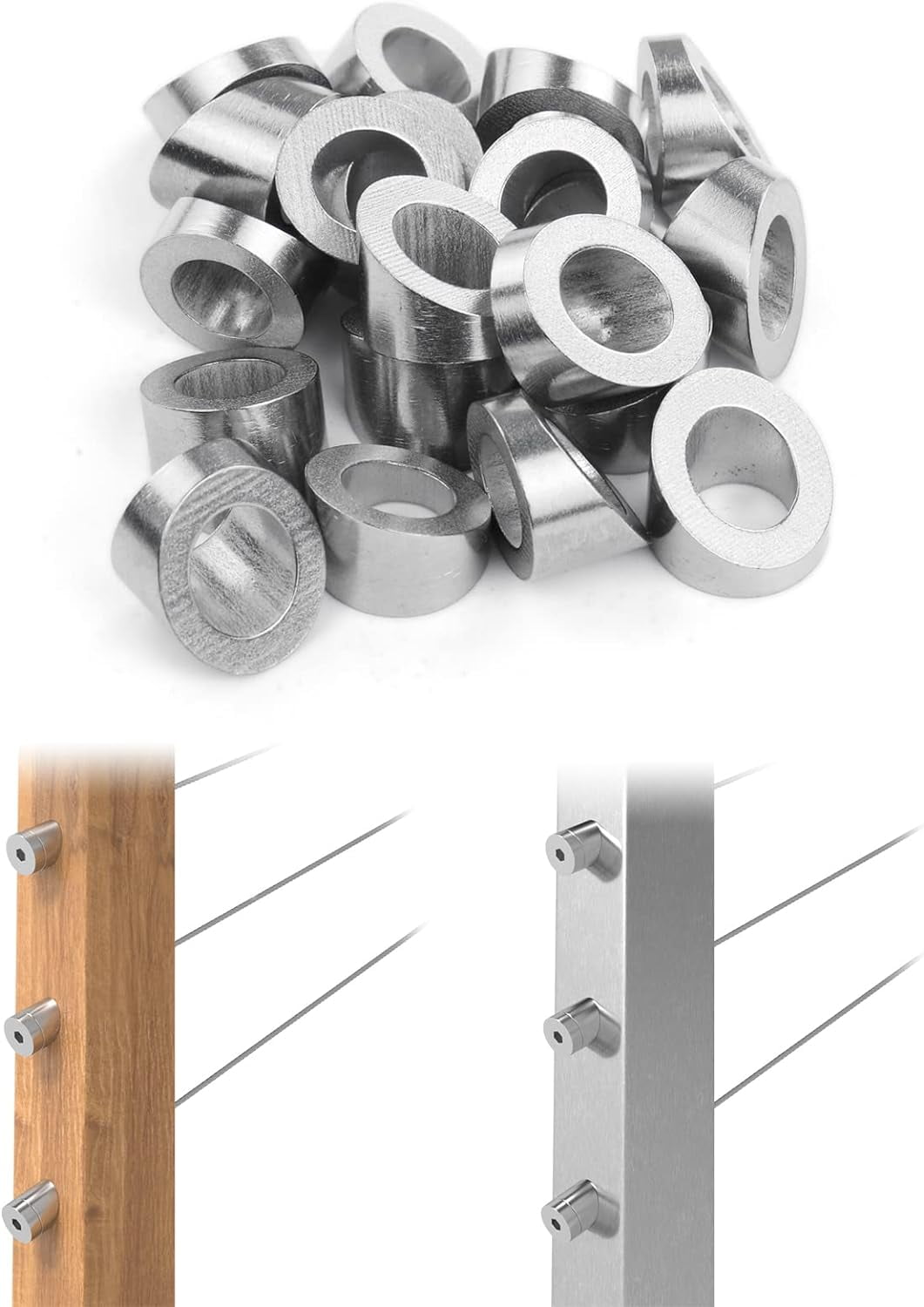 Muzata 20Pack T316 Stainless Steel Cable Railing Kit Angle Beveled ...