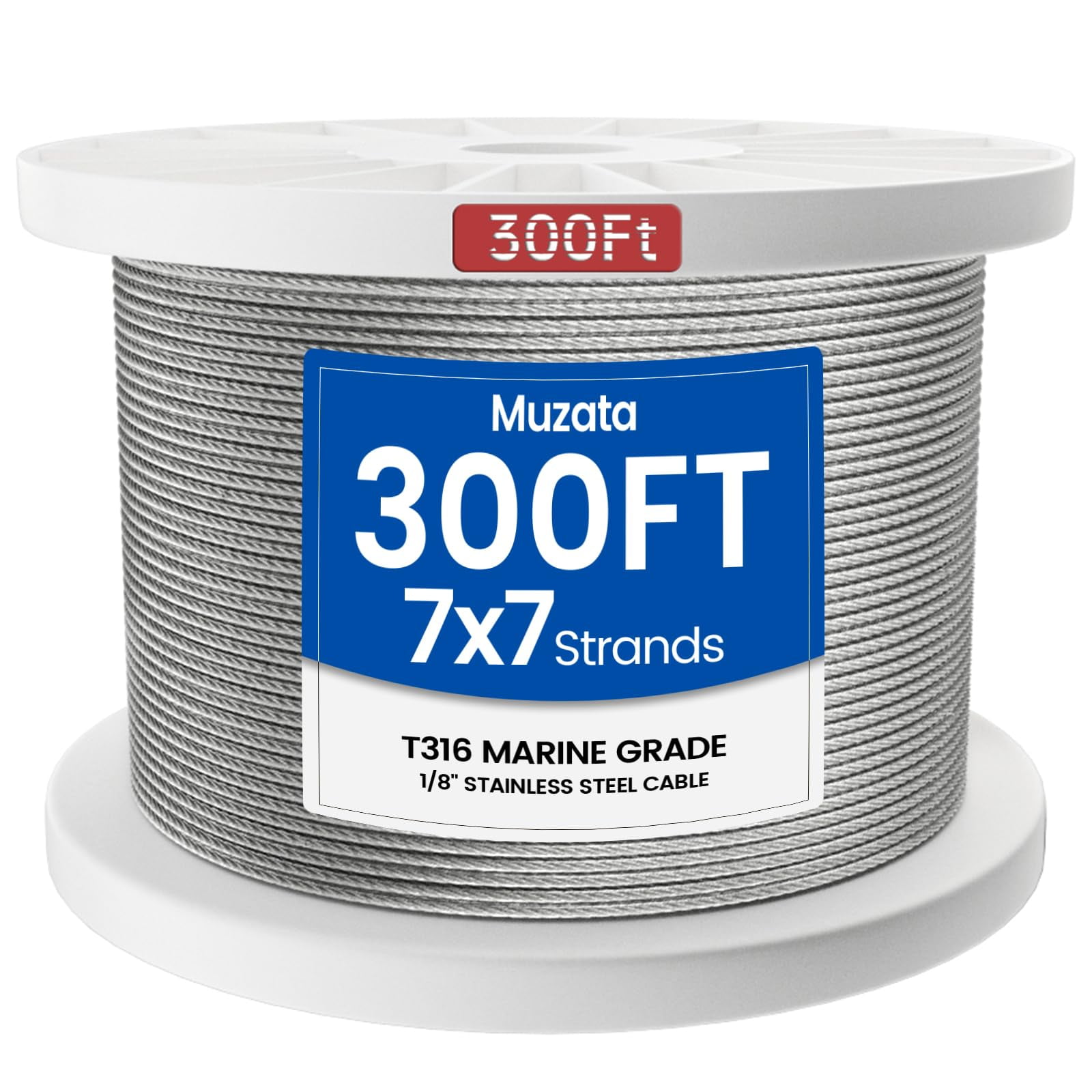 Muzata 300 ft 1/8" Stainless Steel Cable Railing System Hardware T316 Stainless Steel Wire Rope ...