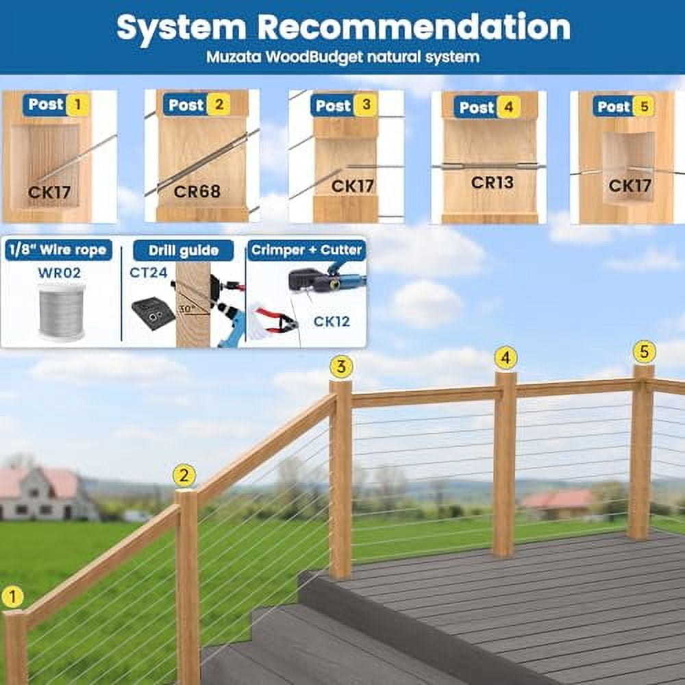 Muzata Custom Cable Railing Hydraulic Crimper Hand Tool for 1/8" Stainless Steel Cable Railing ...