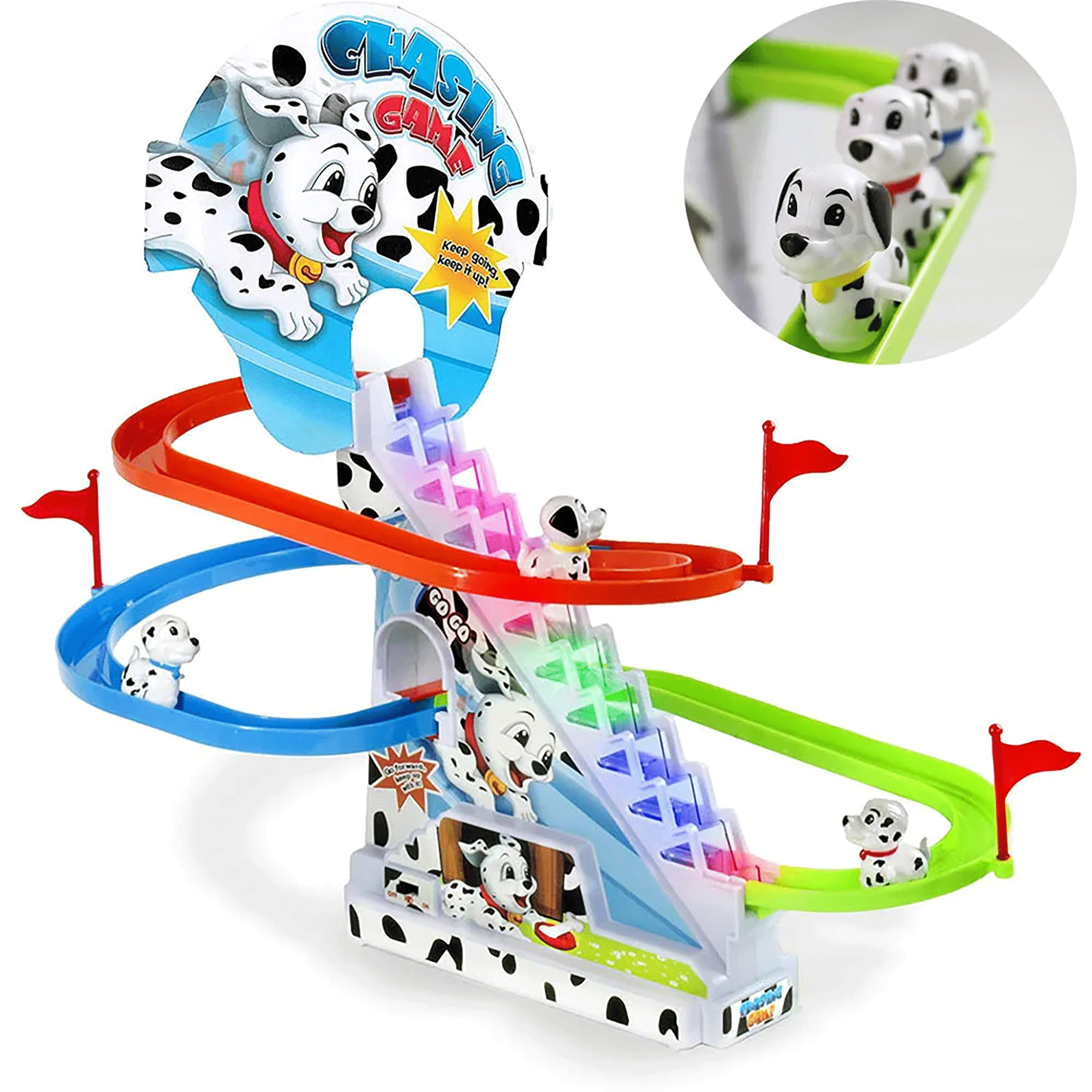Muzhda Electric Climb Stairs Track Toys - Interactive Multicolor Animal ...