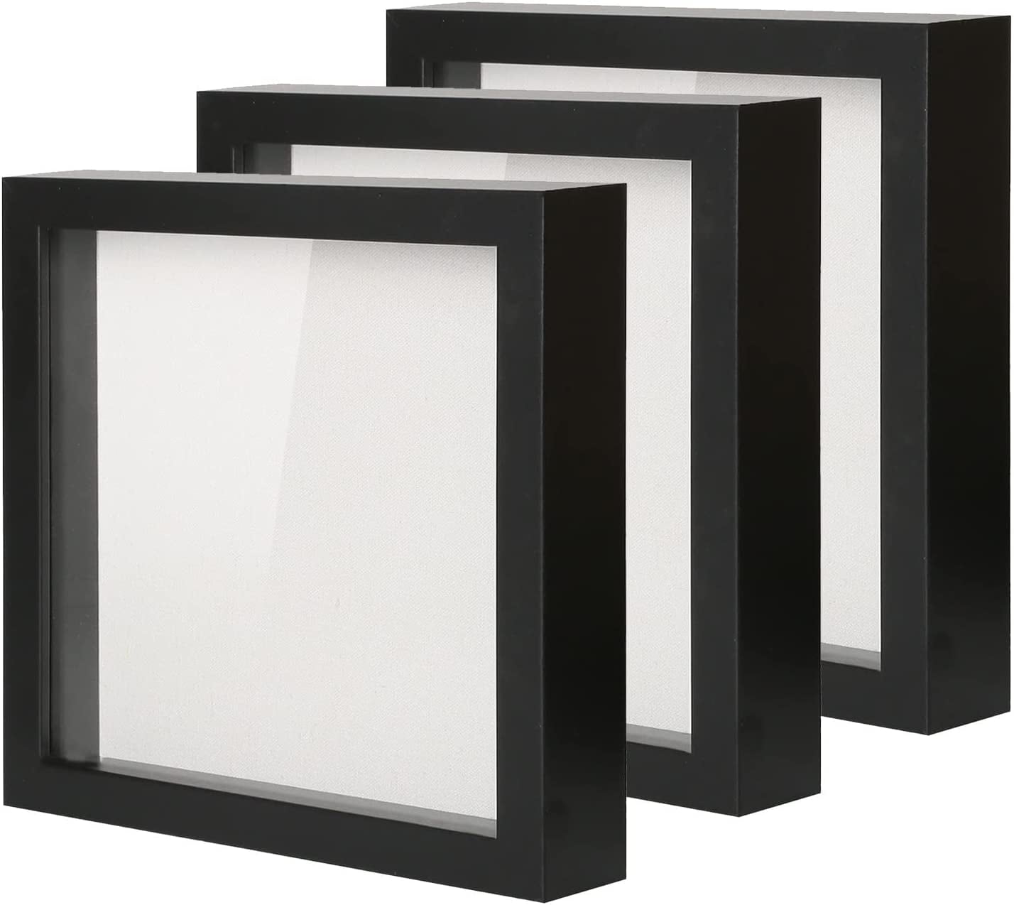 Muzilife Black Shadow Box Frame 8x8 Inch with Linen Board Deep Wood ...