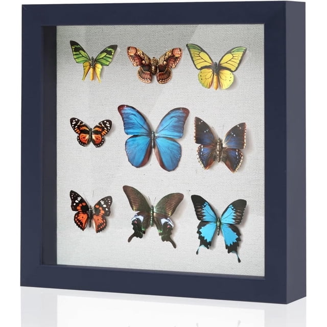 Muzilife 8x8 inch Wood Shadow Box Picture Frame Home Decor with Linen ...