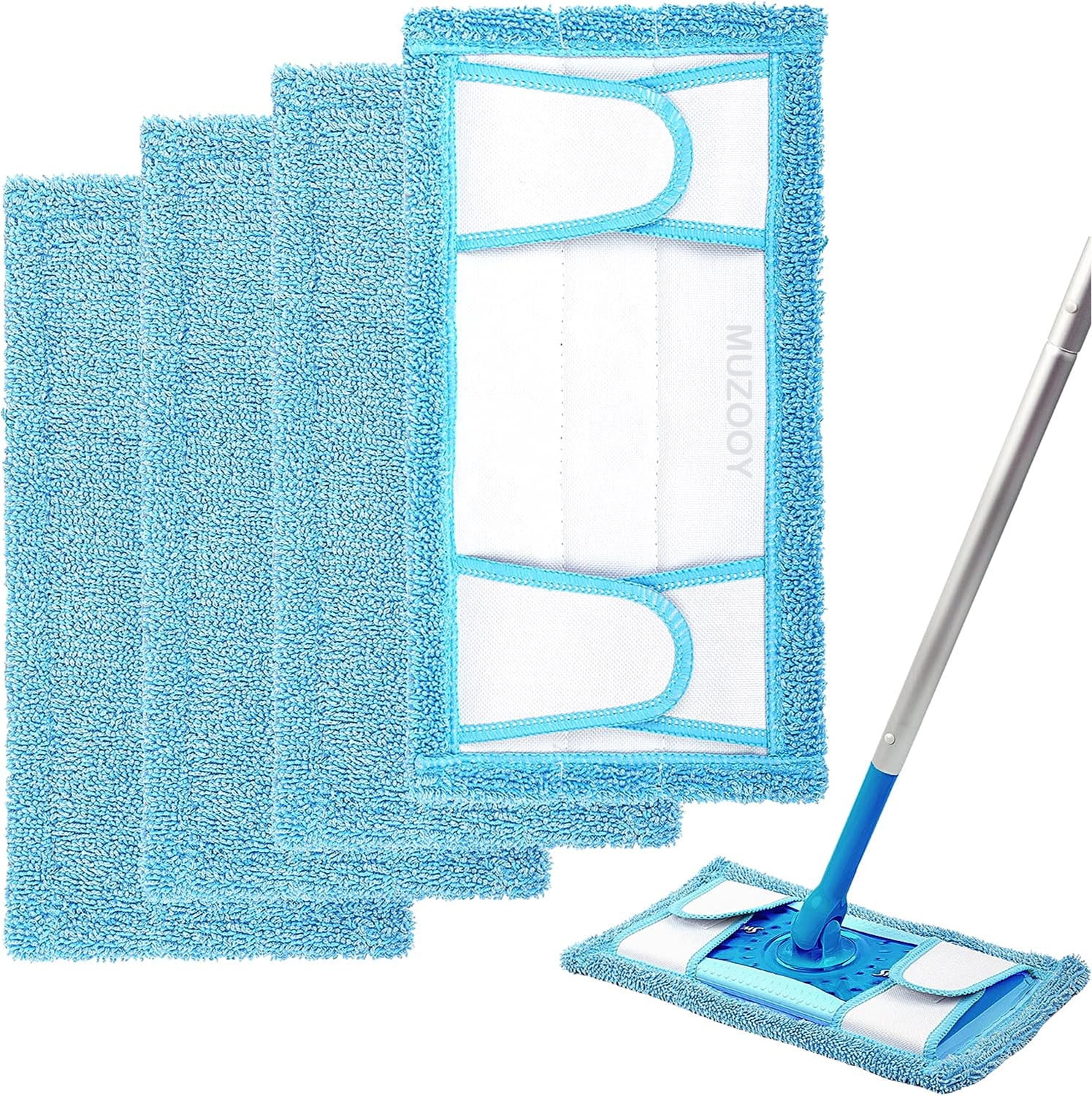 Muzooy 4pcs Reusable Mop Pad, Microfibre Mop Cover for Wet & Dry Mops ...