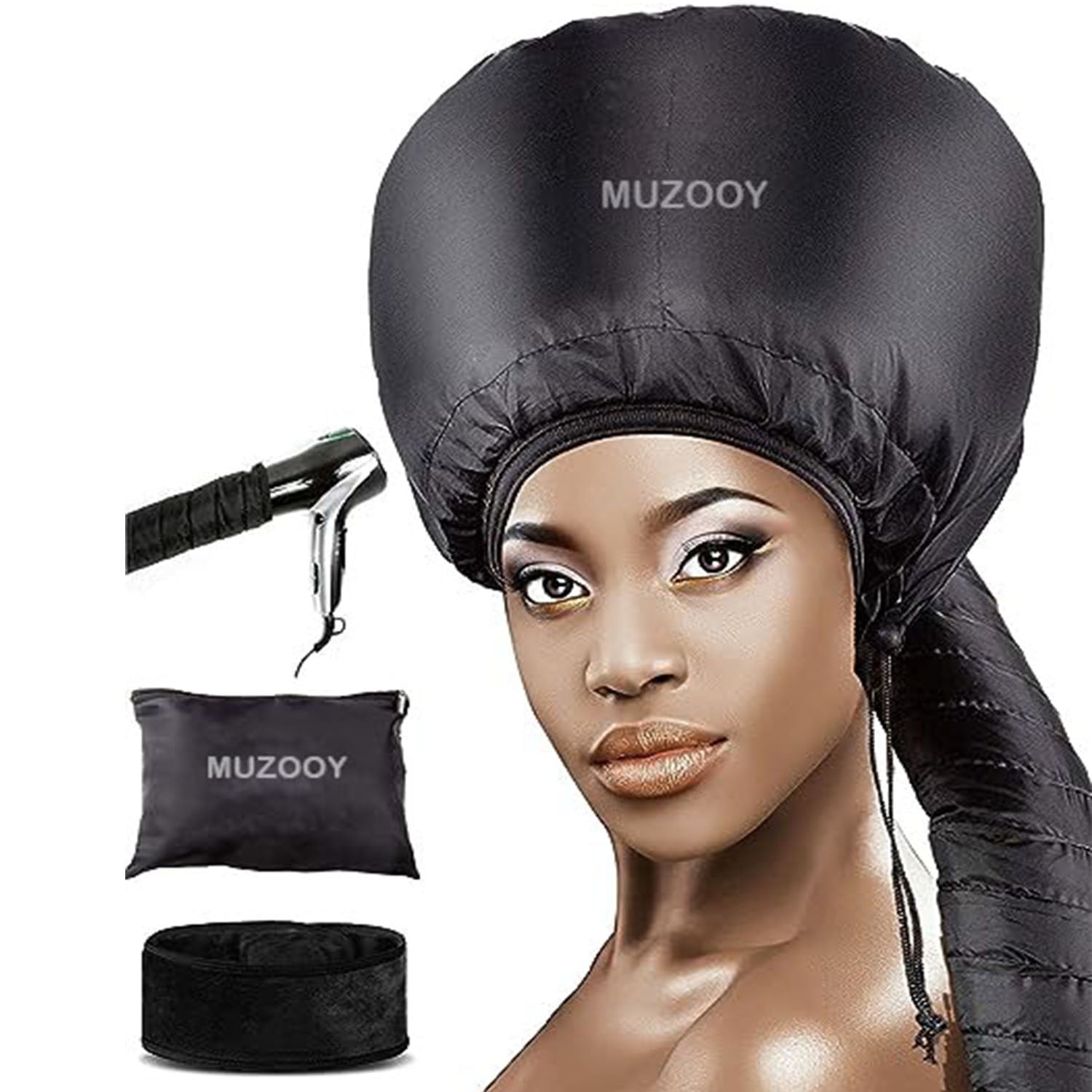 MuzooyBeauty Hood Hair Dryer Attachment Set with Adjustable Bonnet for ...