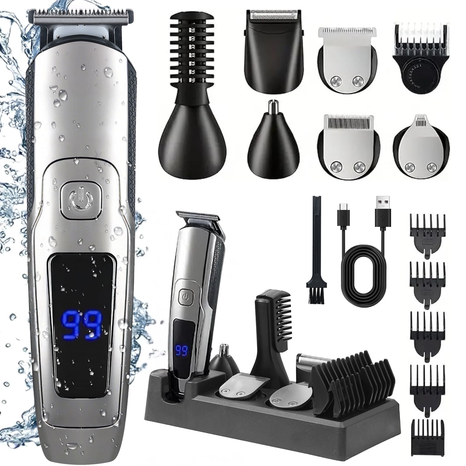 Muzpu Beard Trimmer for Men,All-in-One Trimmer Kit - IPX7 Waterproof ...