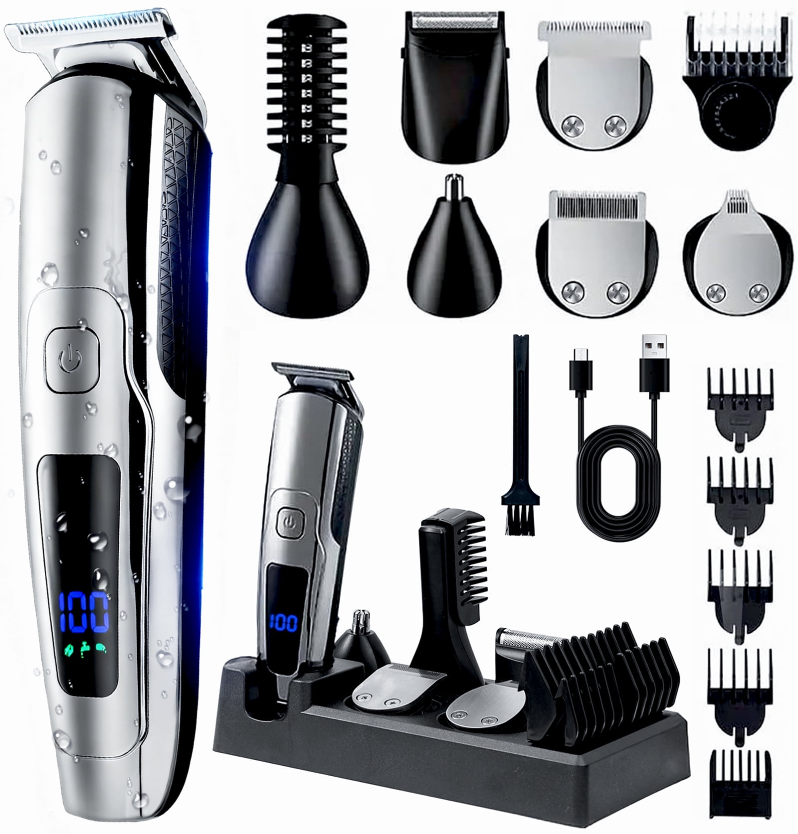 Muzpu Beard Trimmer for Men,All-in-One Trimmer Kit - IPX7 Waterproof ...
