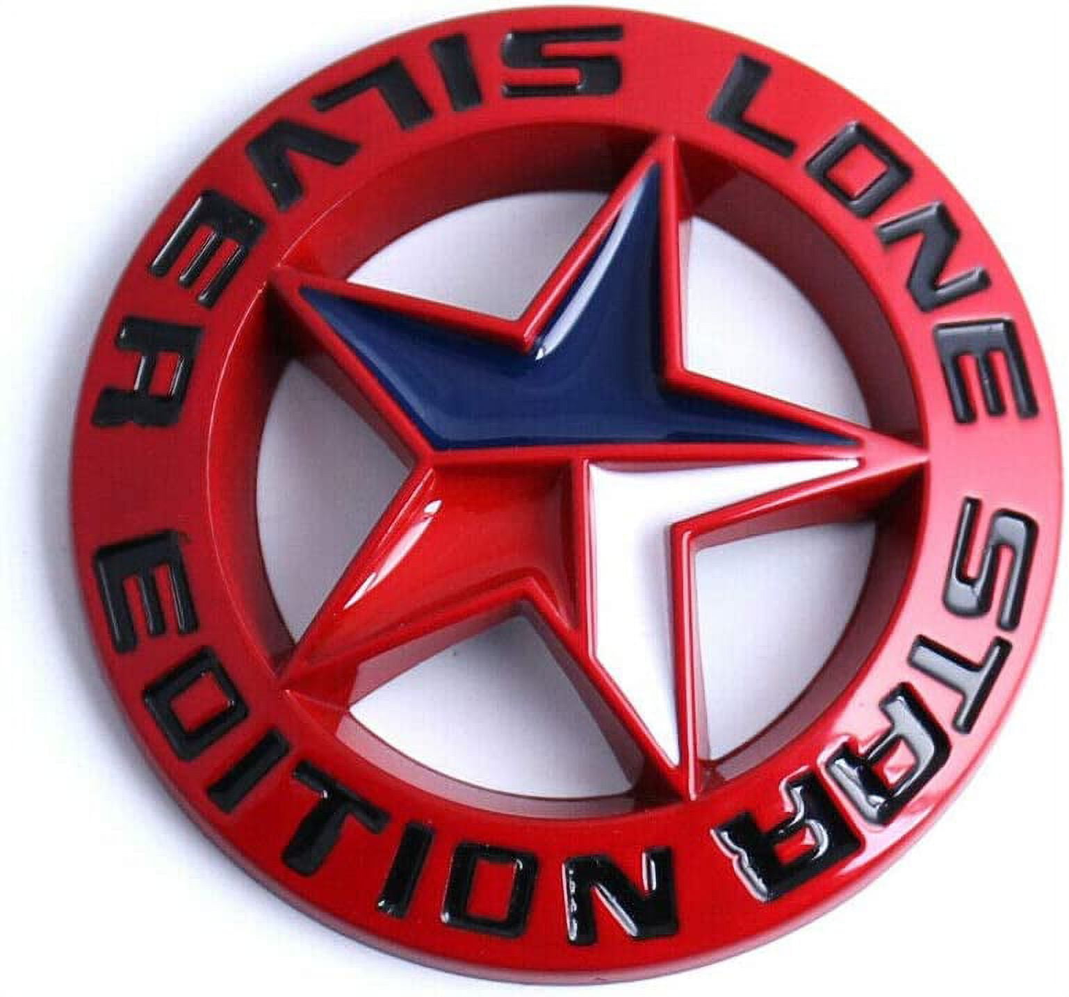 Muzzys -RED- LONE STAR SILVER EDITION Texas Emblem Decal Longhorn Badge ...