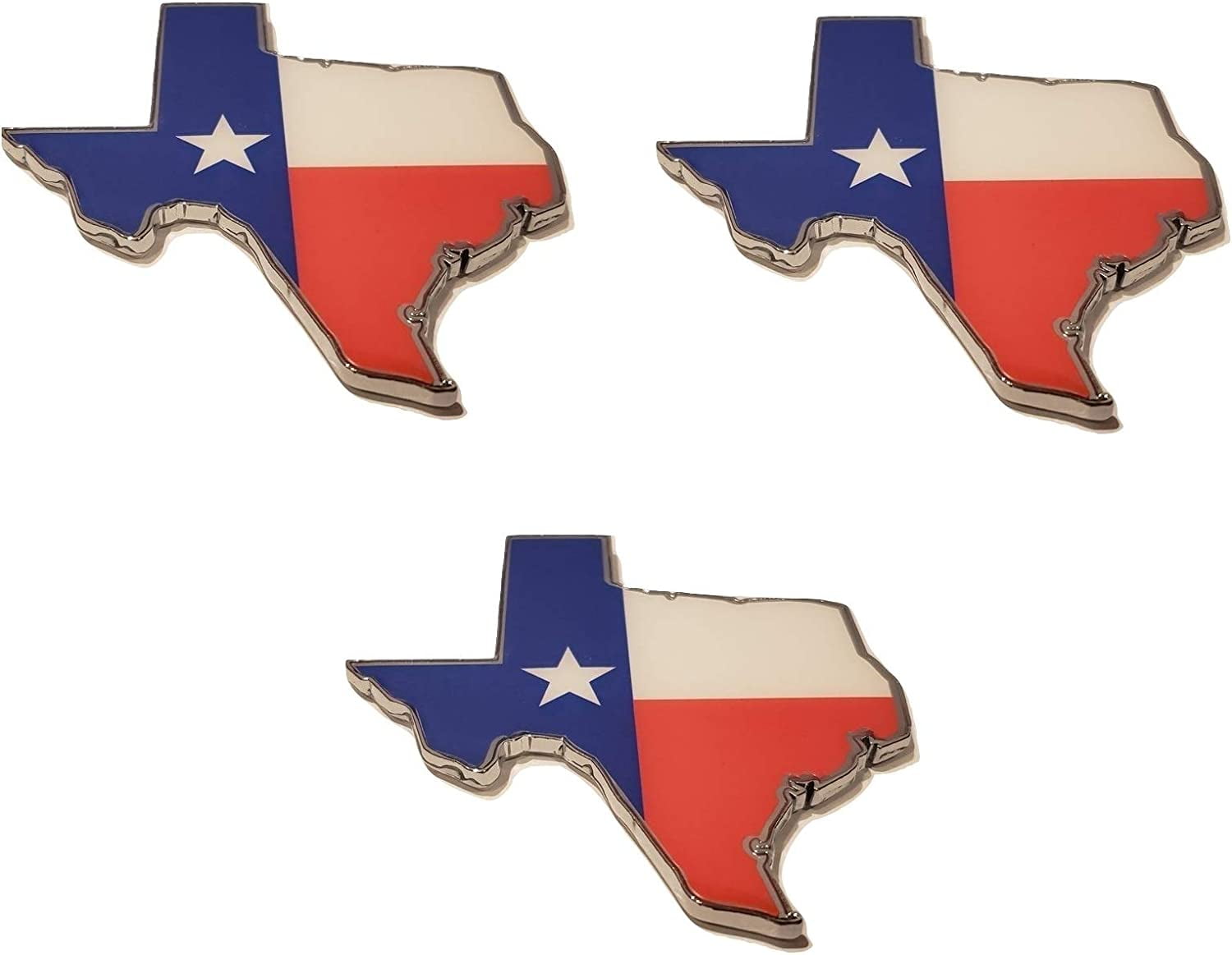 Muzzys SET OF THREE- 3.5" Large TEXAS FLAG IN SHAPE OF TEXAS State ...