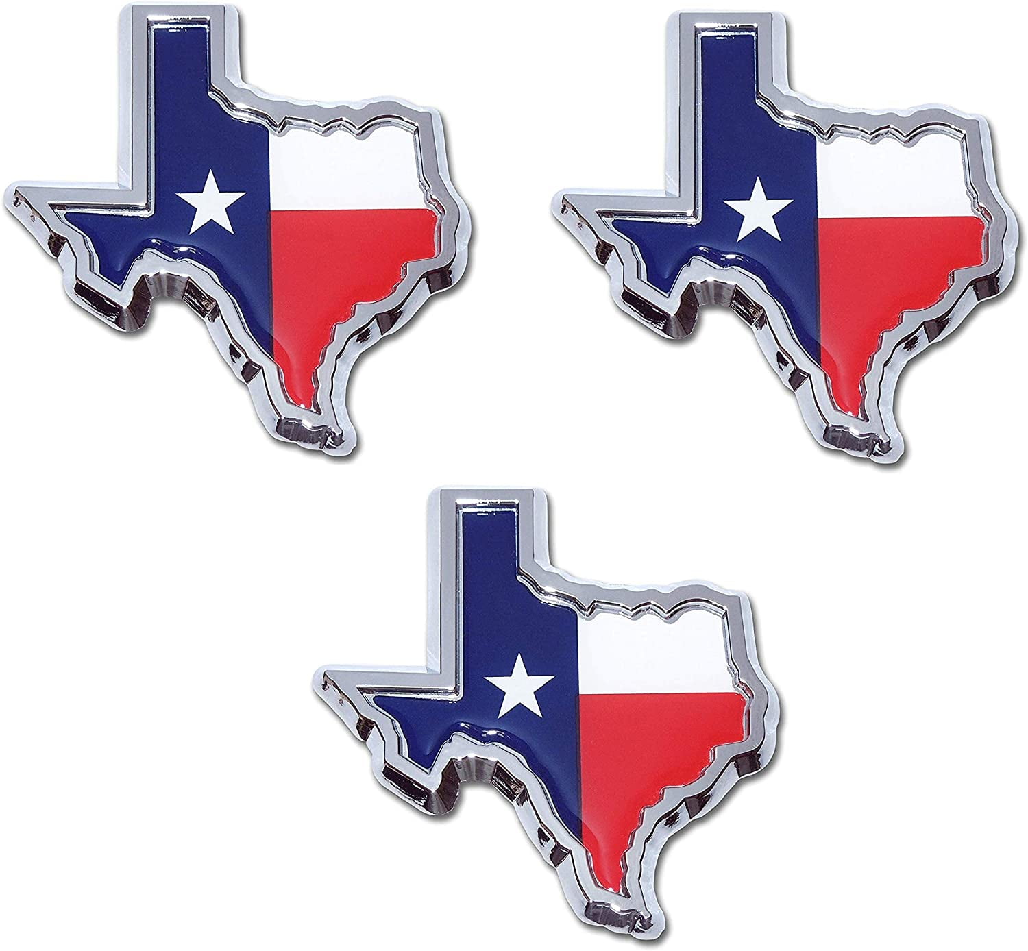 Muzzys (SET OF THREE) TEXAS FLAG IN SHAPE OF TEXAS State Edition Emblem ...