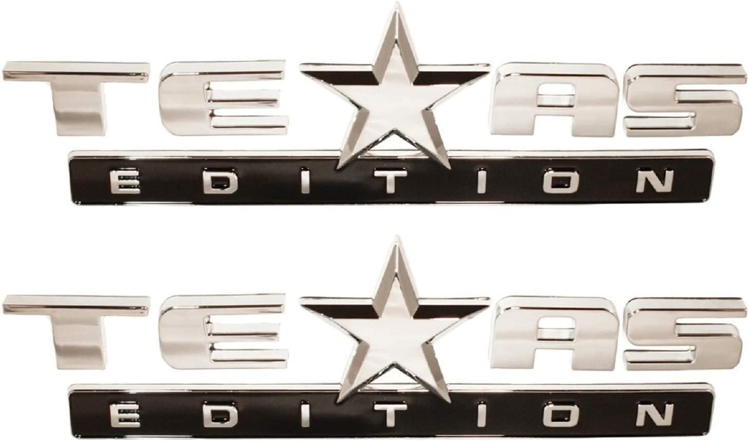 Muzzys (SET OF TWO) CHROME and BLACK Texas Edition 3M Stick On Emblem ...