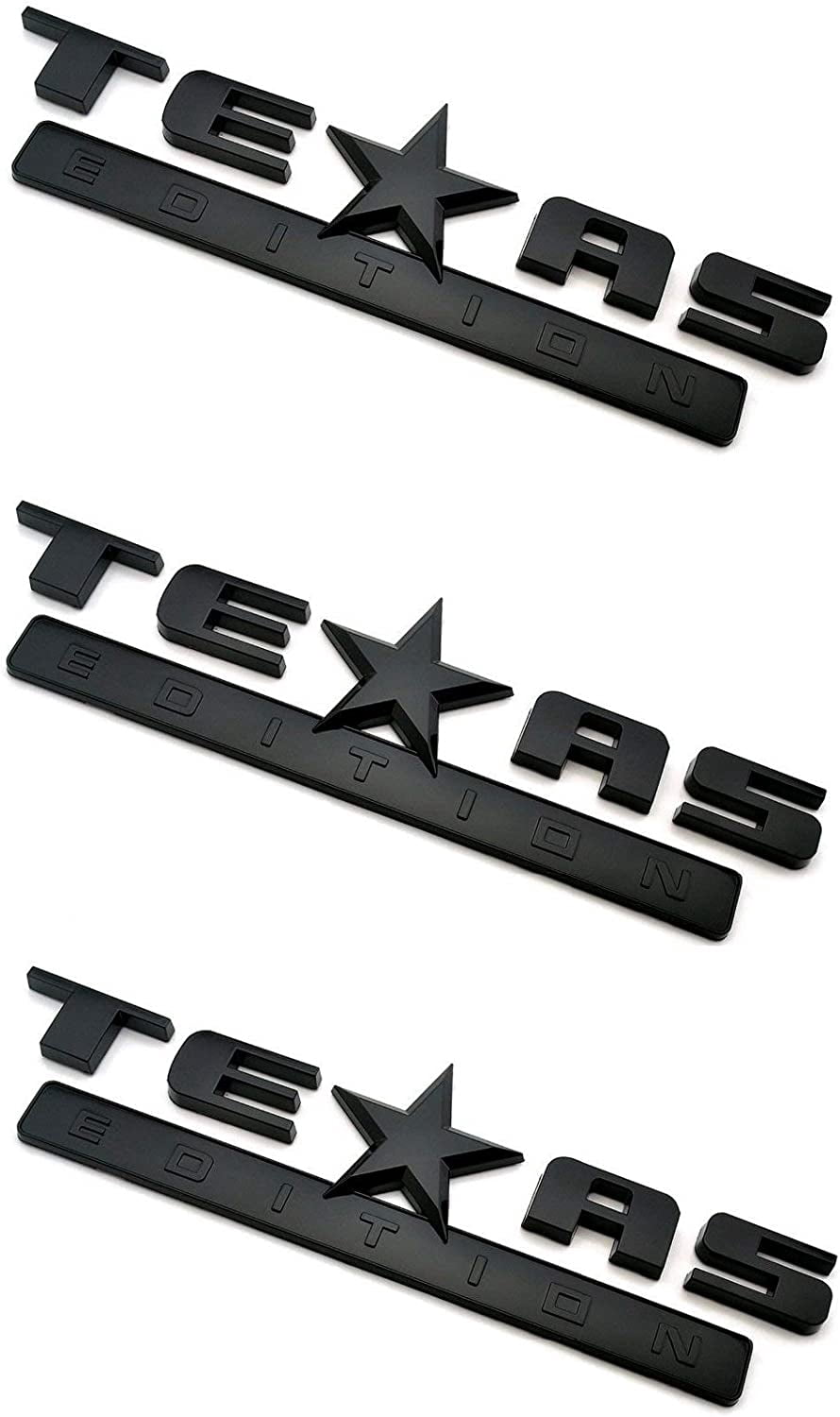 Muzzys (Set of 3) Texas Edition GLOSS BLACKED OUT 3M Stick On Emblem ...