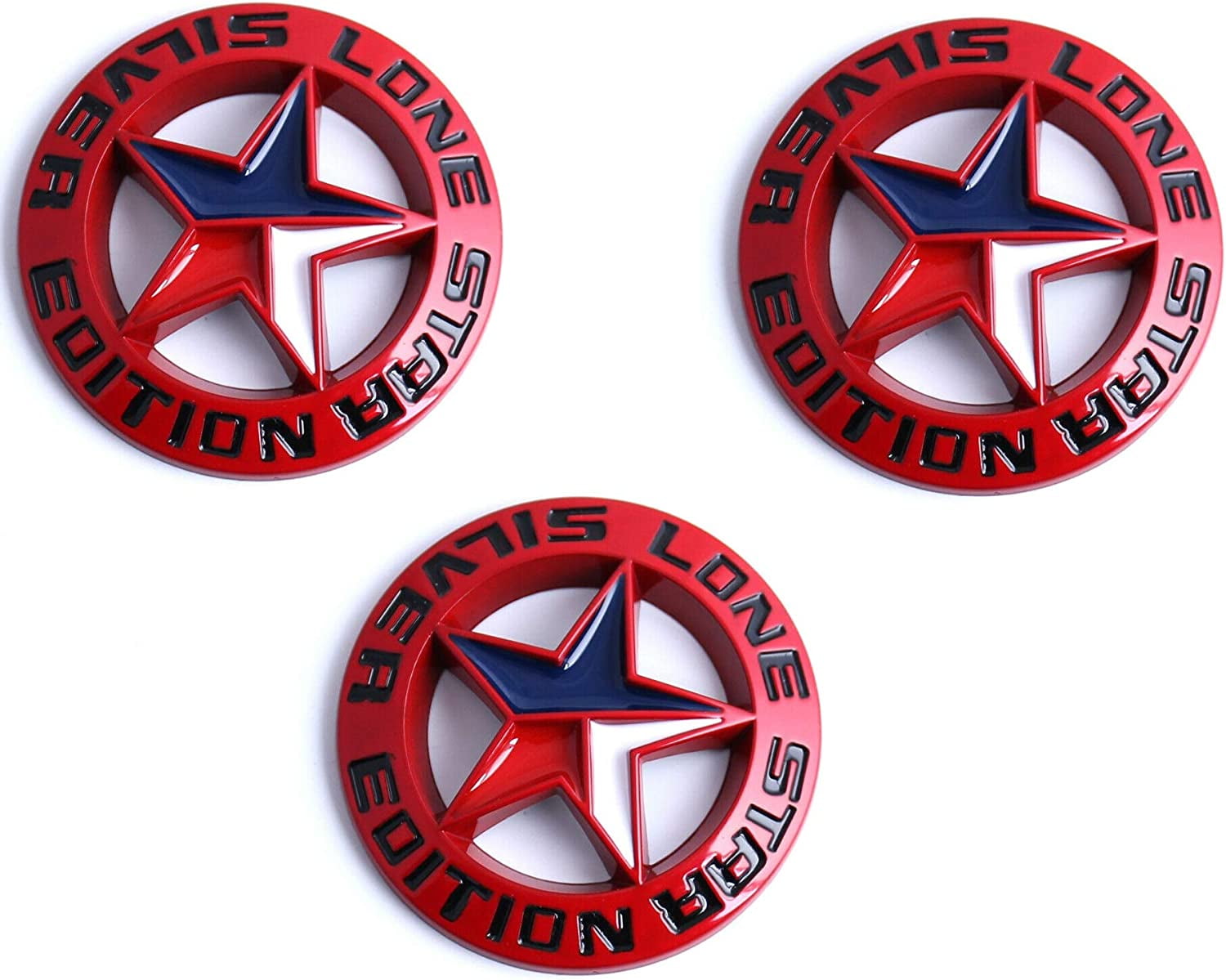 Muzzys (Set of THREE) -RED- LONE STAR SILVER EDITION Texas Emblem Decal ...