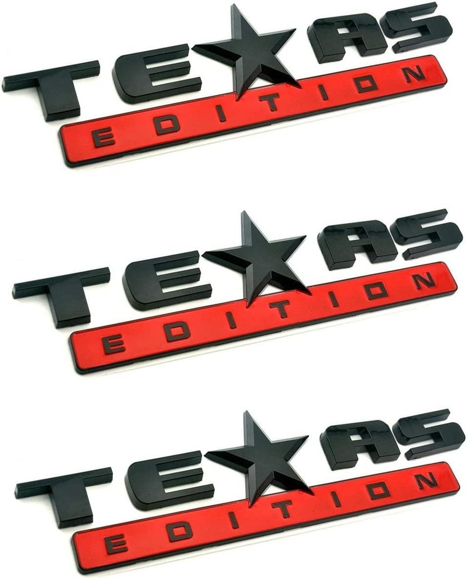 Muzzys (Set of THREE) Texas Edition BLACK and RED 3M Stick On Emblem ...