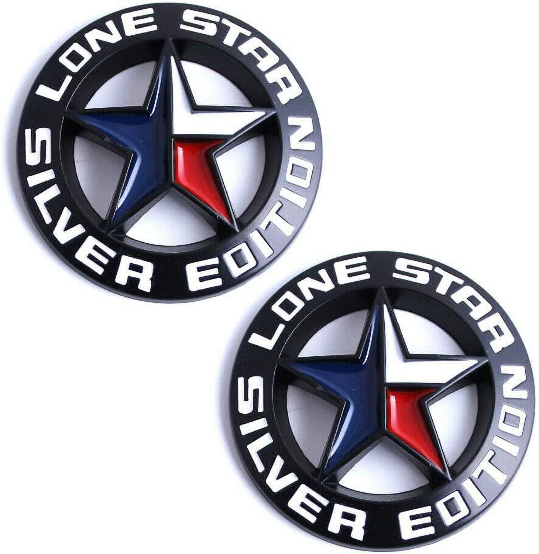 Muzzys (Set of TWO) -BLACK- LONE STAR SILVER EDITION Texas Emblem Decal ...