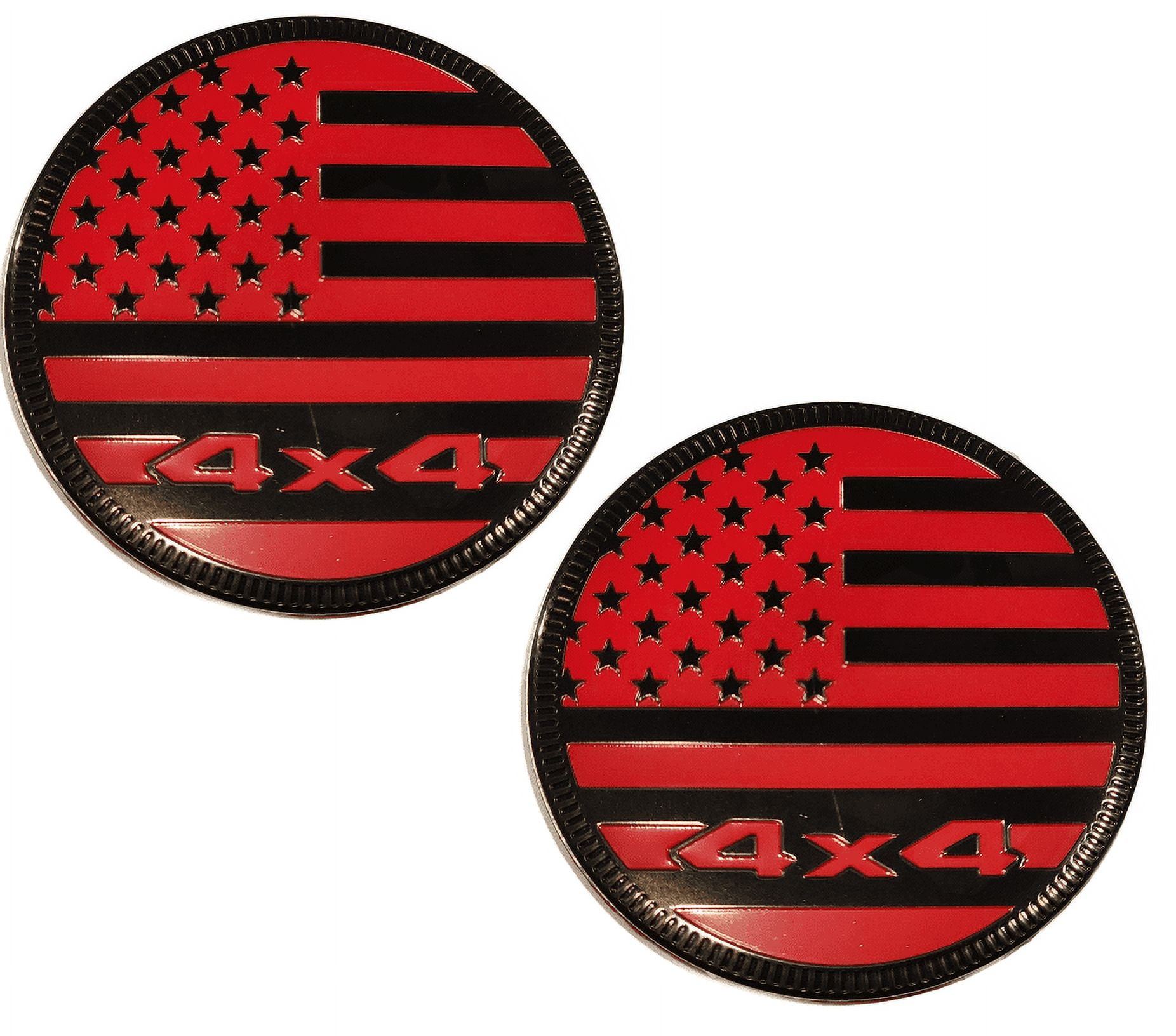 Muzzys (Set of Two) 4x4 Metal 3D American Flag Emblems 2.4" Black and ...