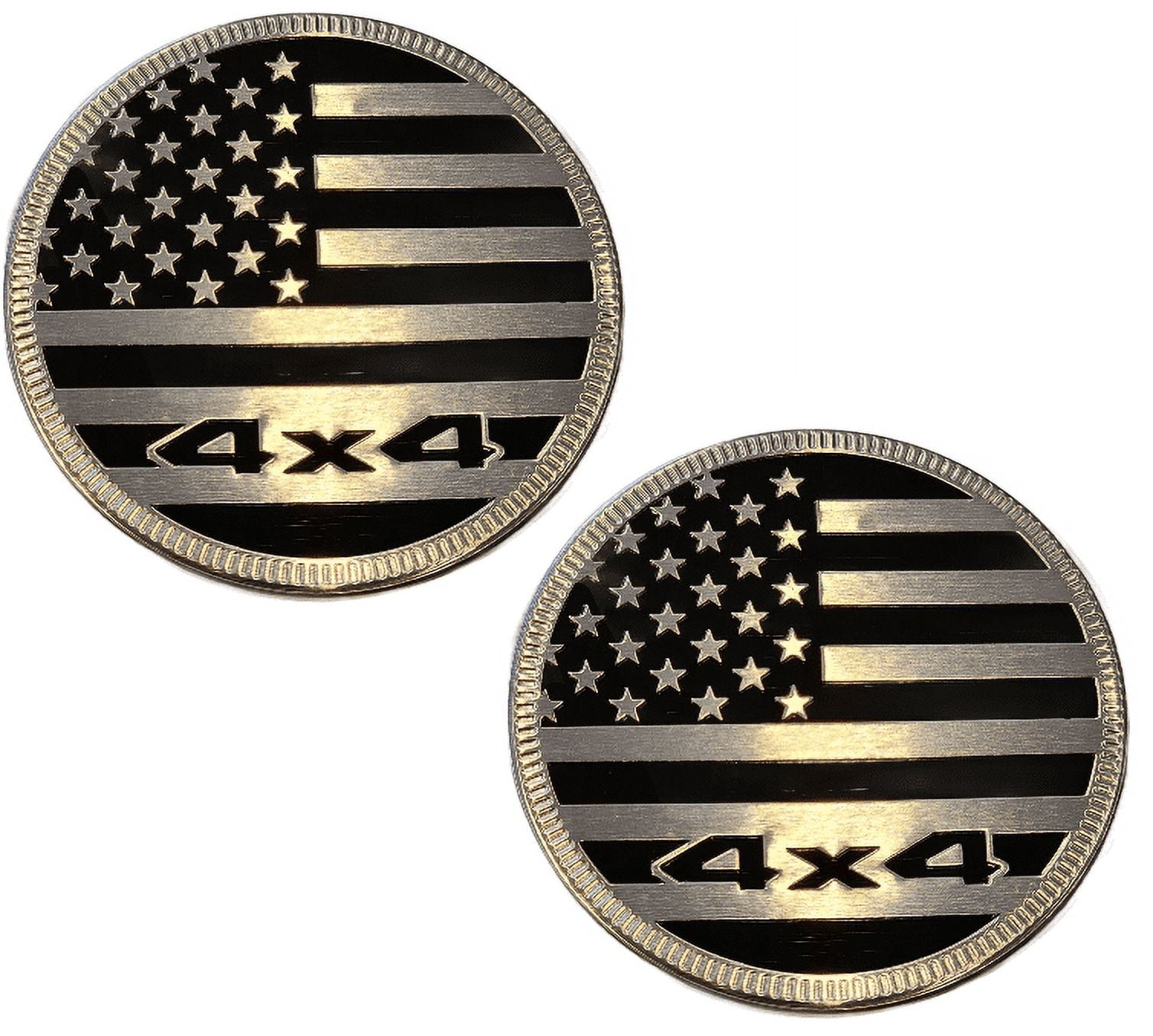 Muzzys (Set of Two) 4x4 Metal 3D American Flag Emblems 2.4" Chrome ...