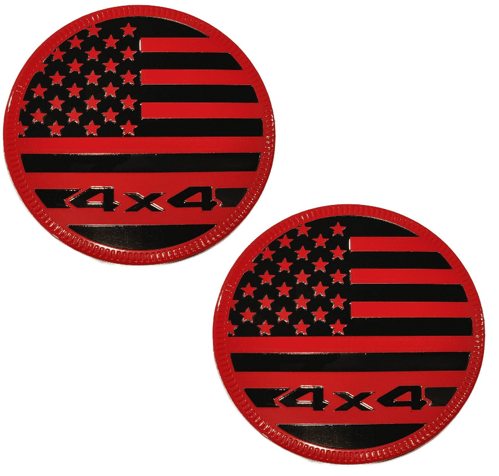 Muzzys (Set of Two) 4x4 Metal 3D American Flag Emblems 2.4" Red and ...