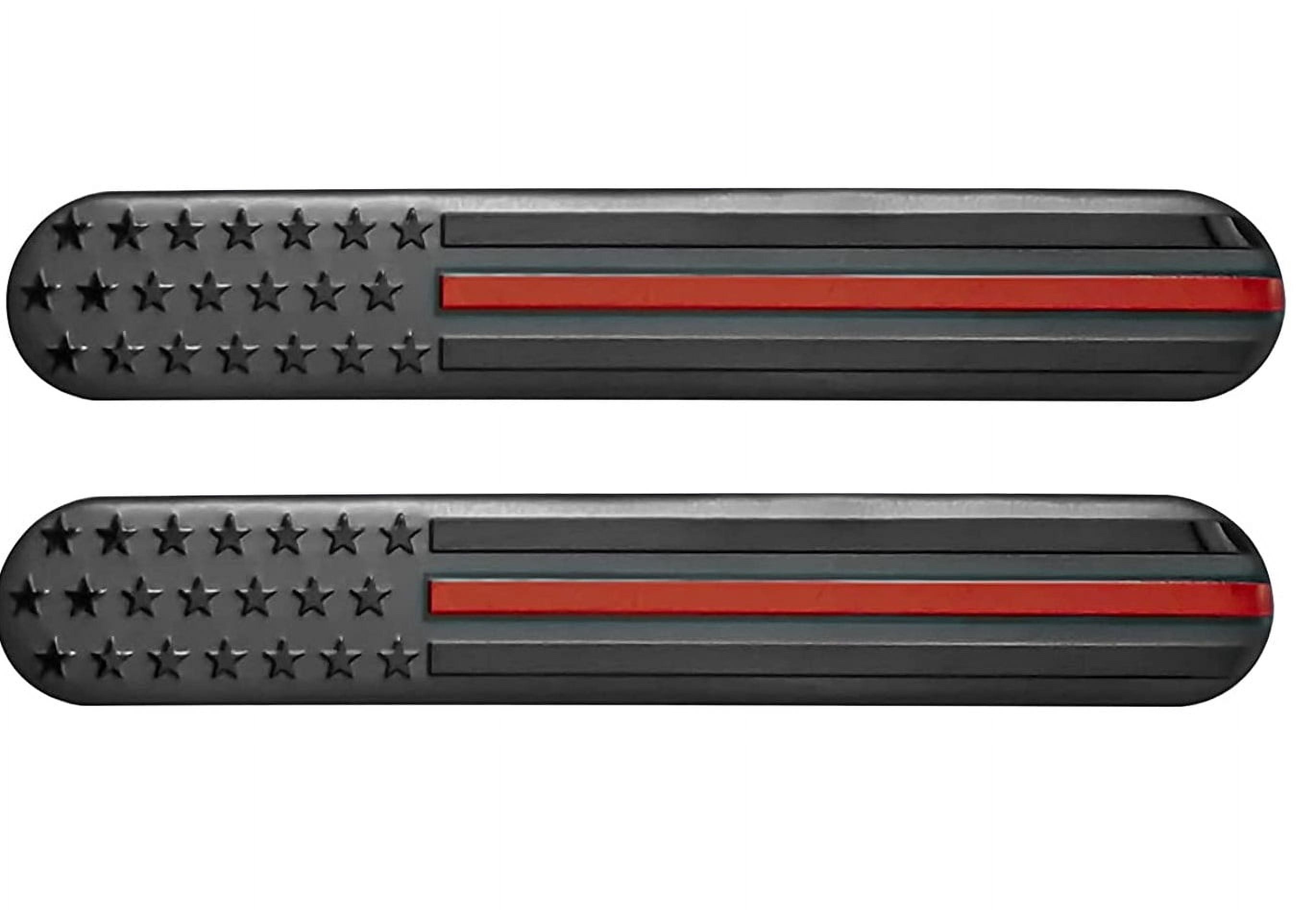 Muzzys (Set of Two) 6"x1" Black Thin RED LINE Embossed American Flag ...