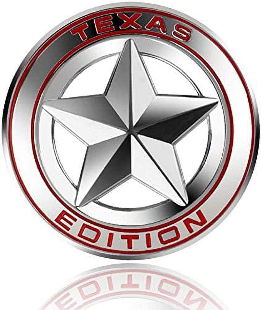 Muzzys Texas Edition Star CHROME/RED Round 3" Shield Emblem Universal ...