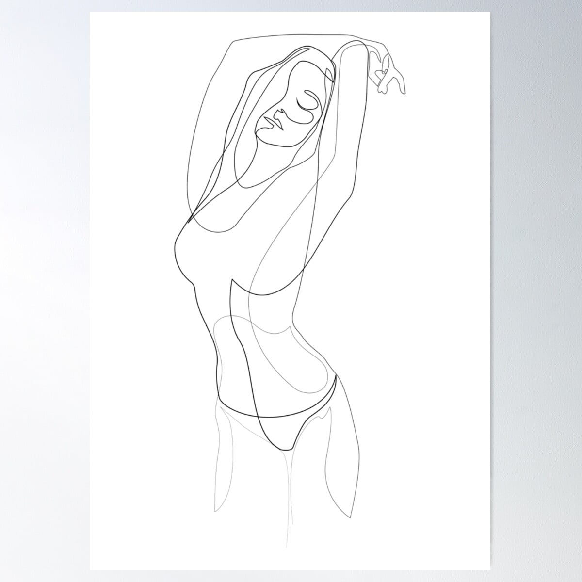 Mv - Single Line Woman'S Figure Drawing Poster Wall Art, Modern Wall ...