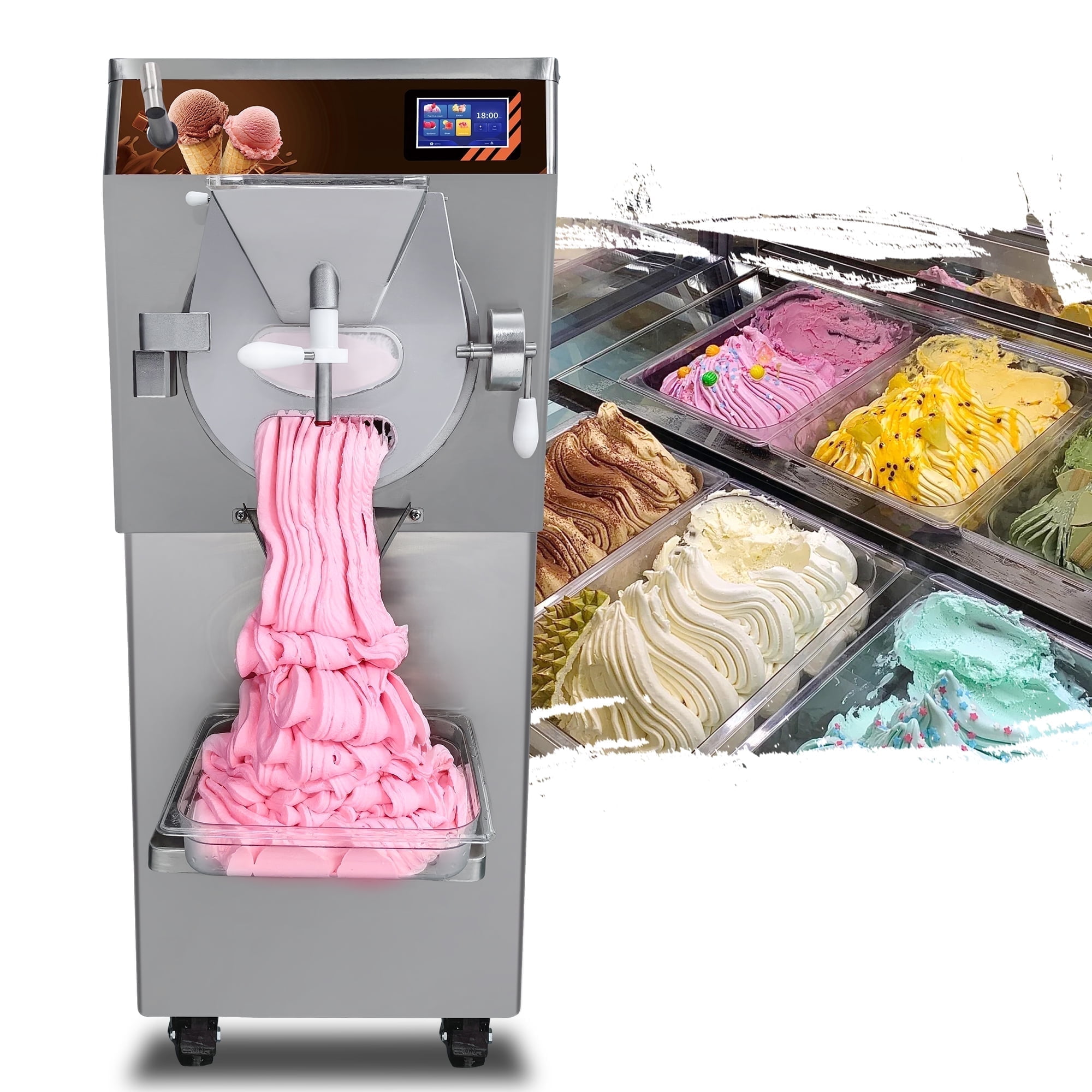 Mvckyi Batch Freezer Ice Cream Machine, 16 Gal/H Hard Serve Ice Cream ...
