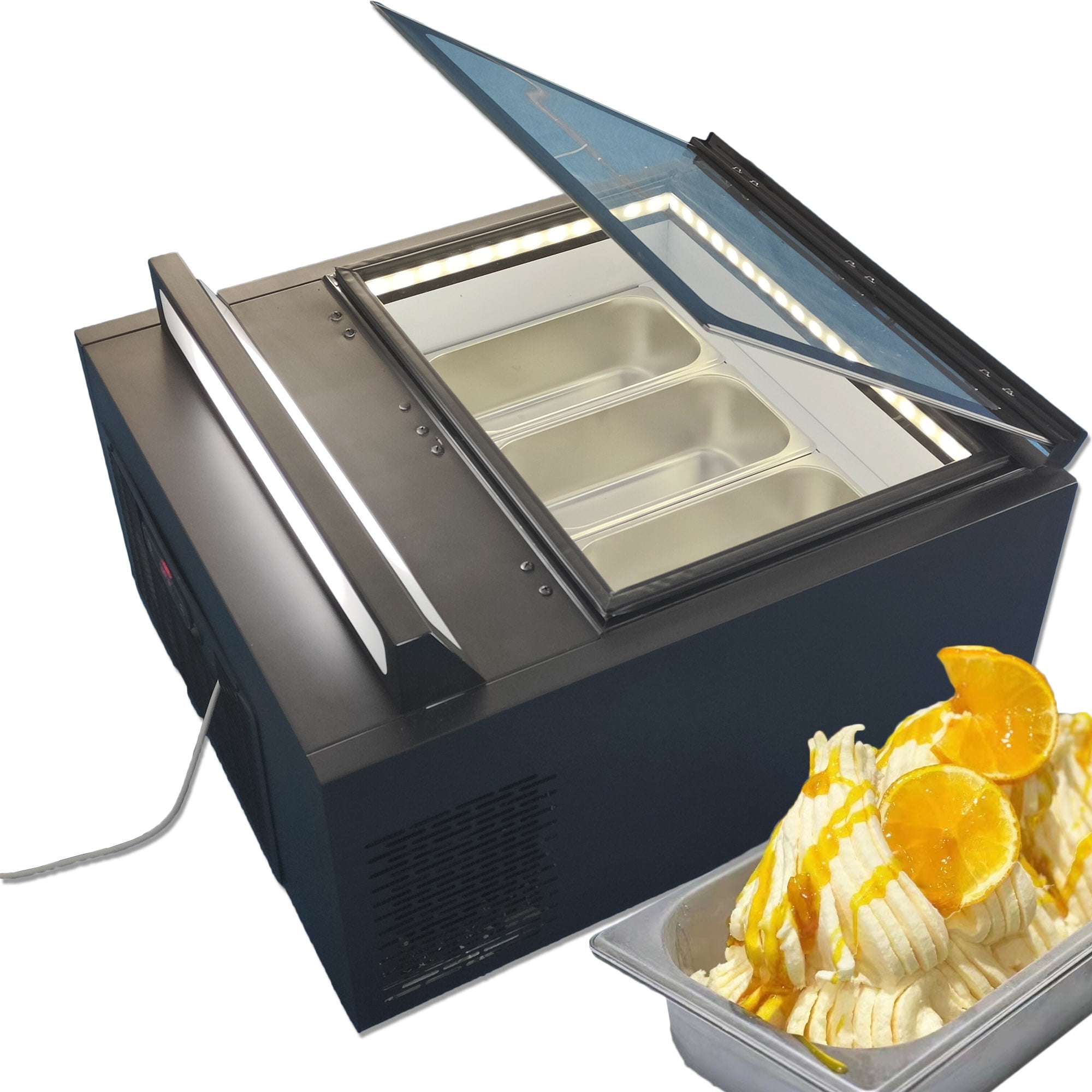 Mvckyi Gelato Display Case 1/3GN Pan, Ice Cream Freezer Showcase ...