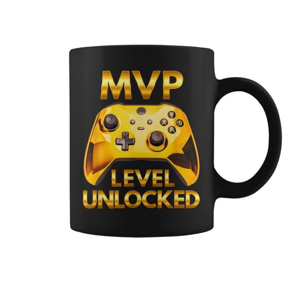 Mvp Level Unlocked Video Game Player Gold Gaming Controller Coffee Mugs ...