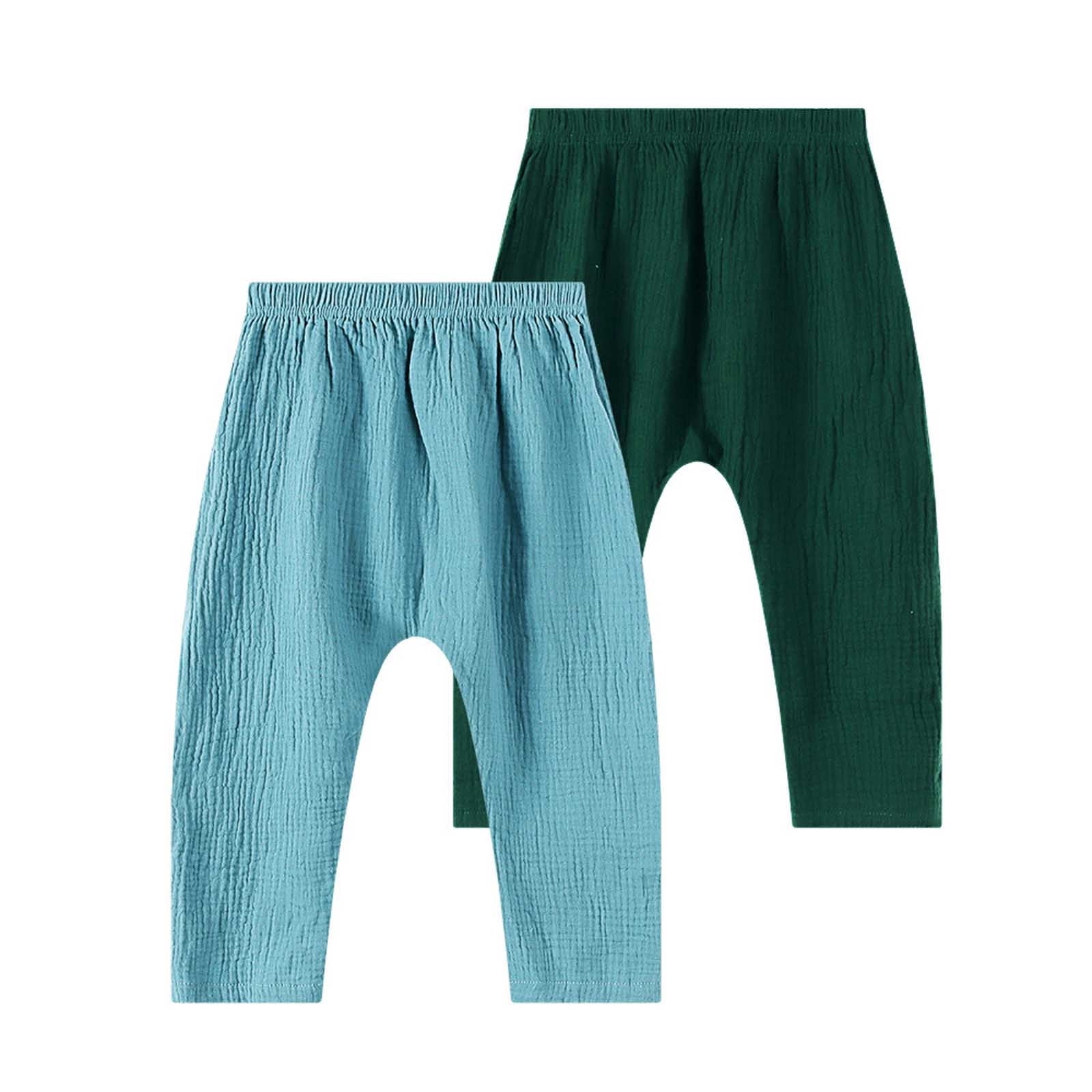 Mwjwdo 2-Pack Big Kids Boys & Girls Elastic Waist Ankle Pants, Solid ...