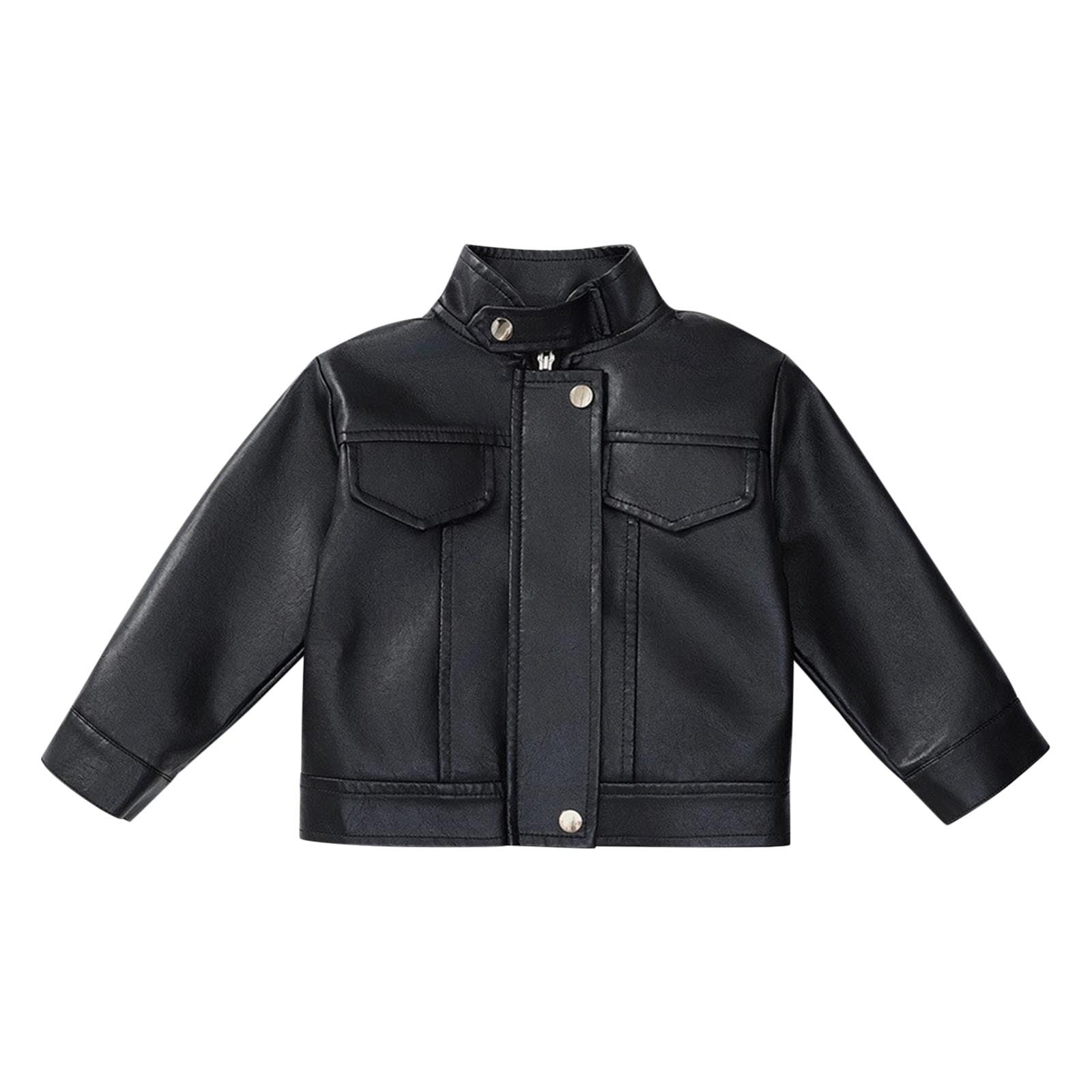 Mwjwdo Boys Girls Faux Leather Jacket Kids Toddler Motorcycle Jacket PU ...