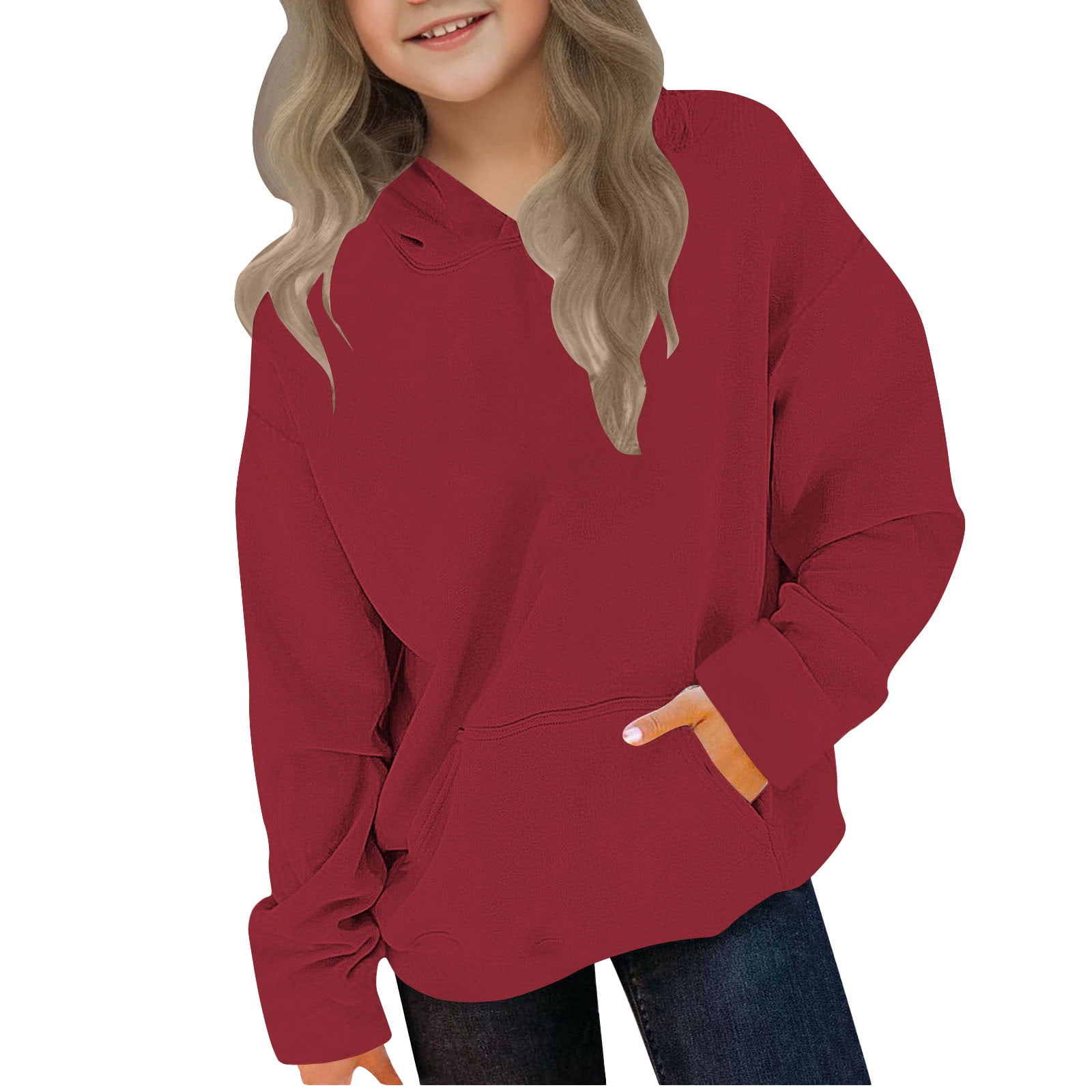 Mwjwdo Girls Hoodie Trendy Cute Hooded Sweatshirt with Pocket Baggy ...