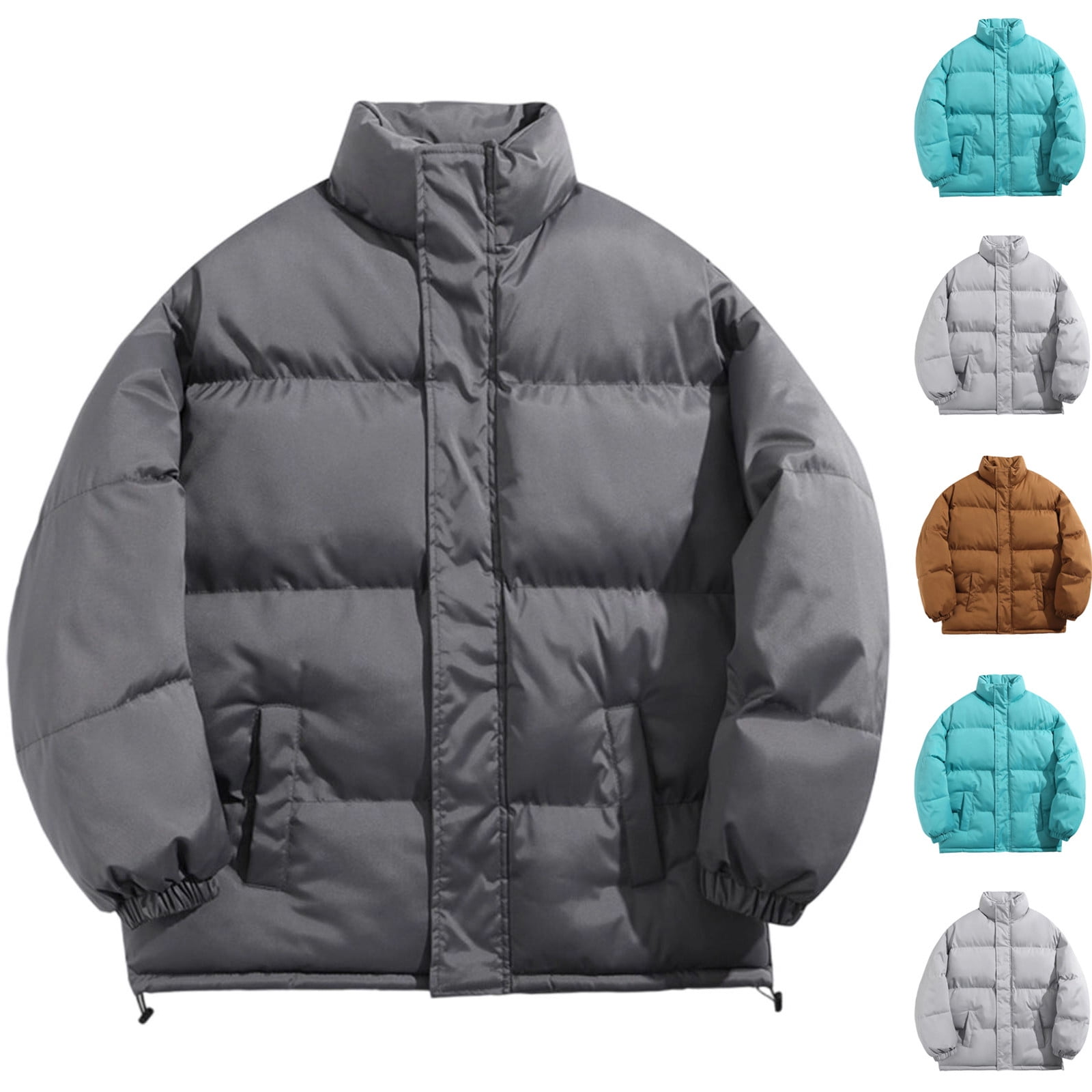 Mwjwdo Men Puffer Jackets Thicken Bubble Jacket Warm Stand Collar Color ...