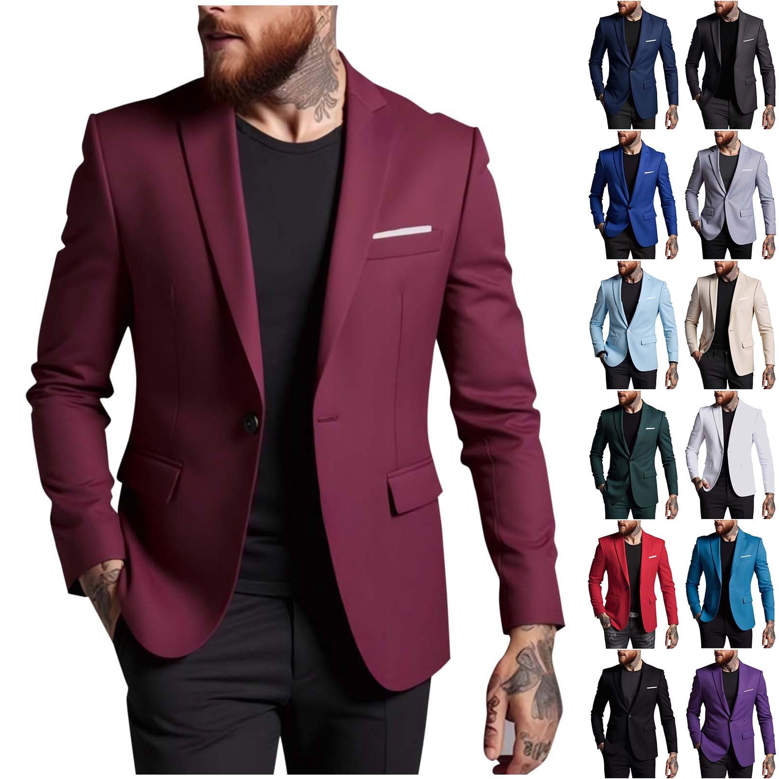 Mwjwdo Suit Jacket for Men Big and Tall Business Casual Lightweight ...