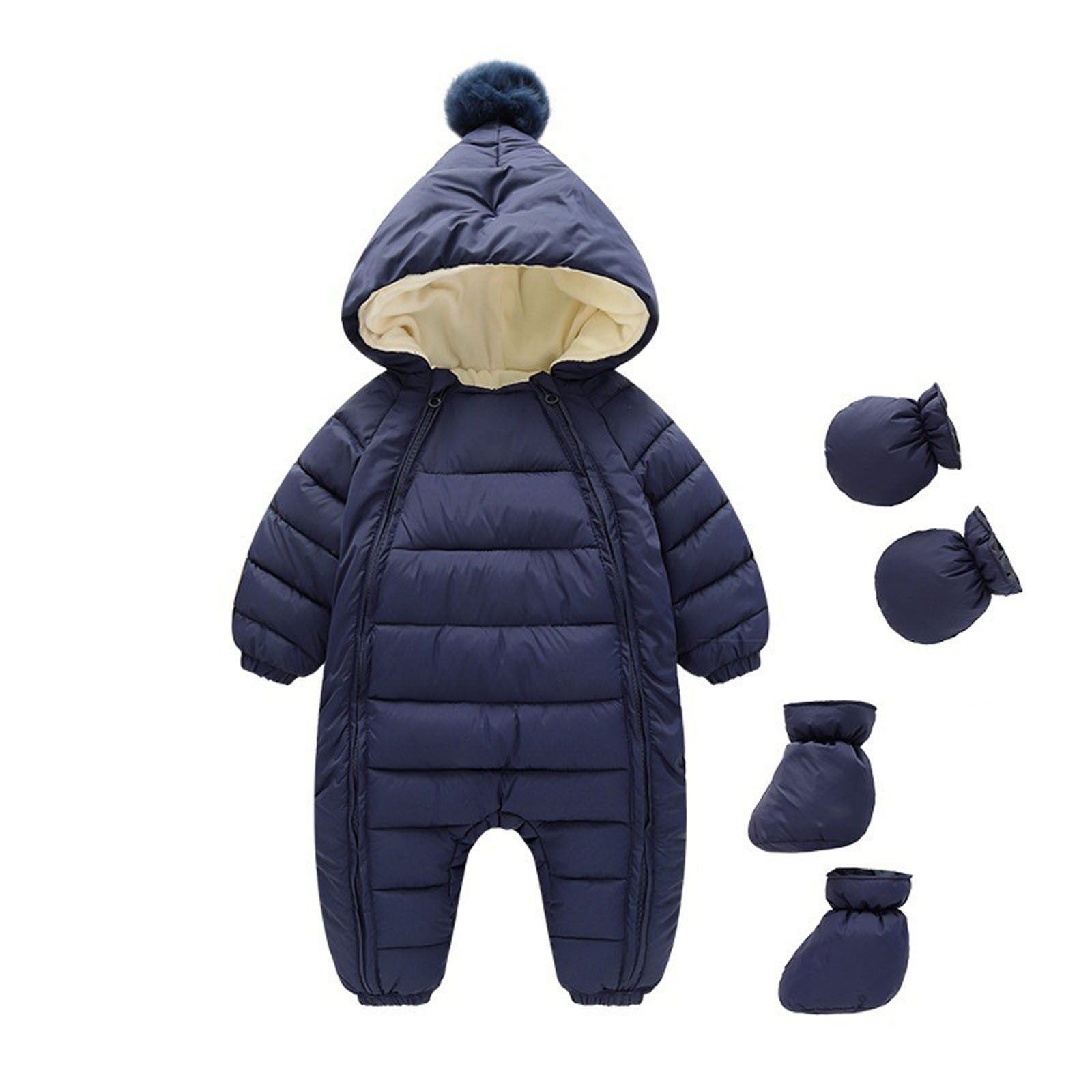 Mwjwdo Warm Fuzzy Hooded Outfit for Children Boy Girl Flannel Coveralls ...