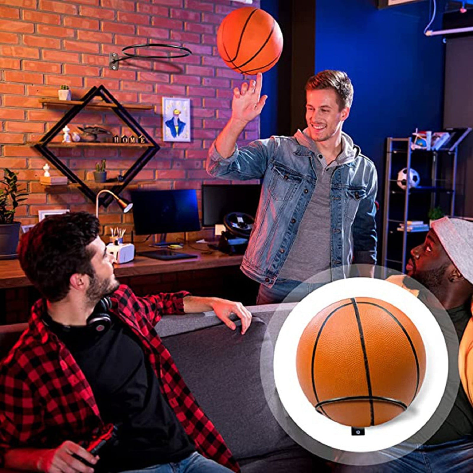 Mwsth of Black Metal Wall Mounted Sports Display Holder Basketball ...