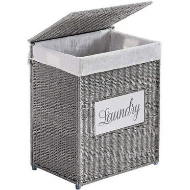 BirdRock Home Bamboo Square Laundry Hamper with Lid and Cloth Liner ...